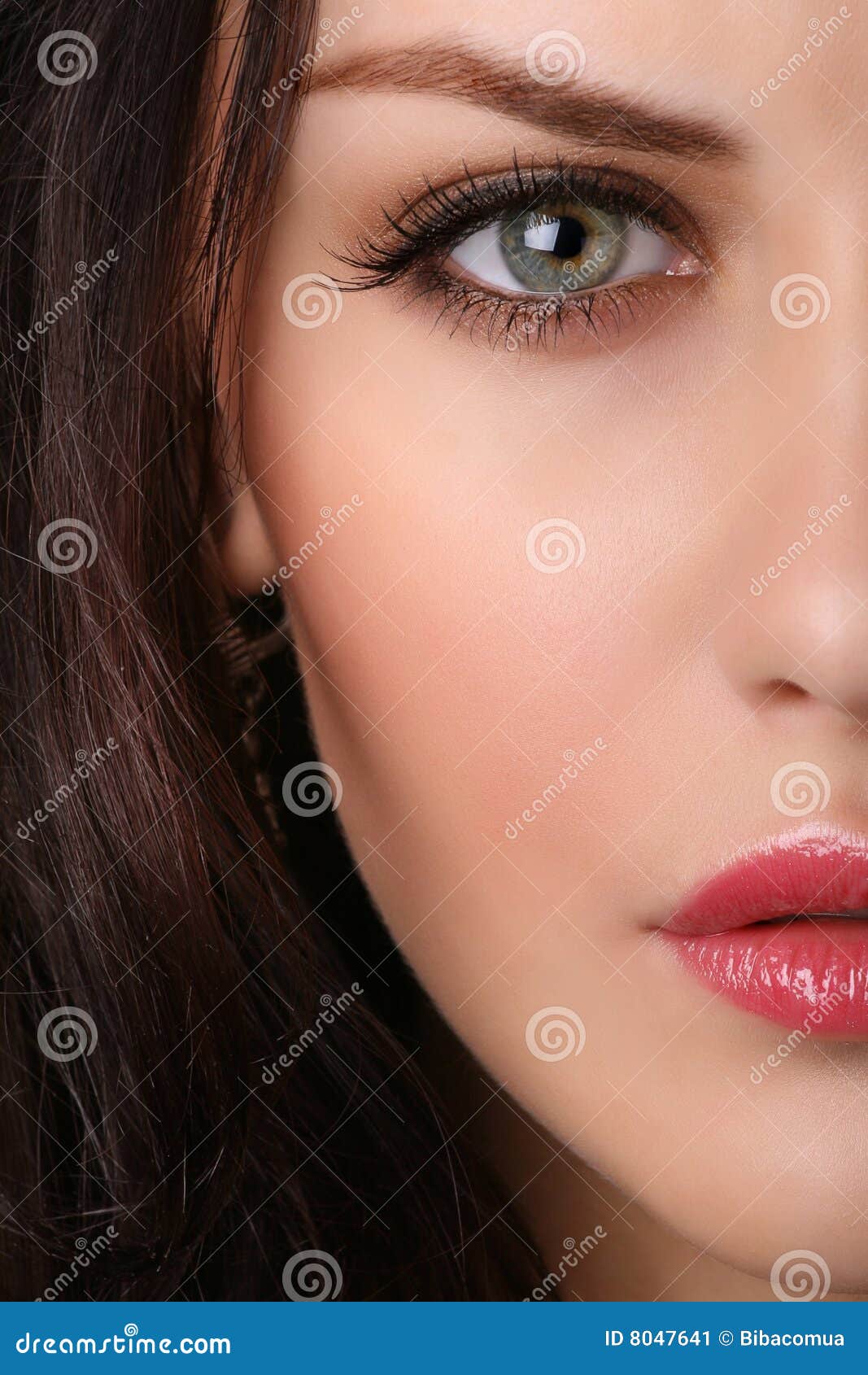 Closeup of female face stock image. Image of brunette - 8047641