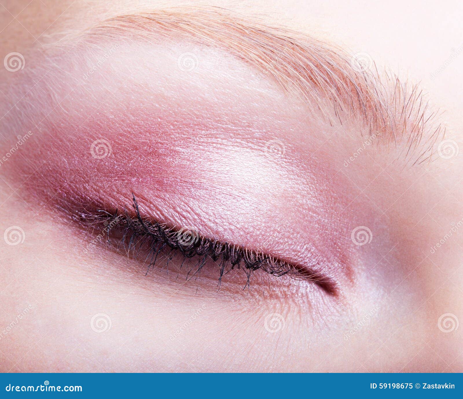 Closeup of Female Face with Closed Eye Stock Image - Image of eyelashes ...