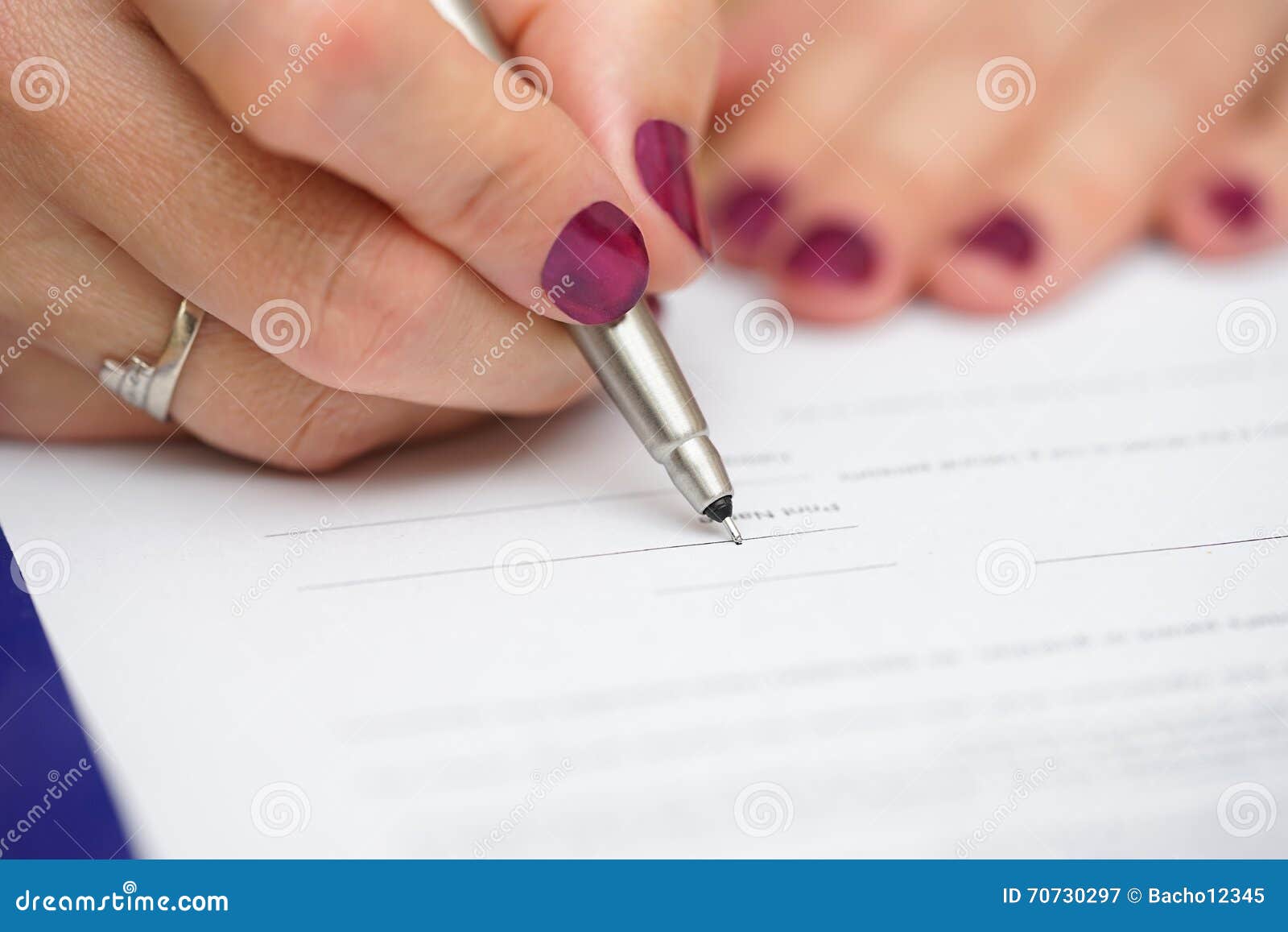 Closeup of Female Hand Signing Document Stock Image - Image of legacy ...