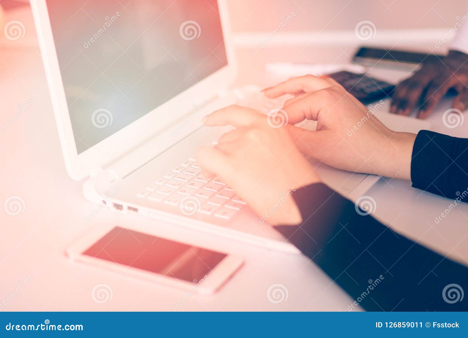 Closeup of a Female Hands Busy Typing on a Laptop Stock Image - Image ...