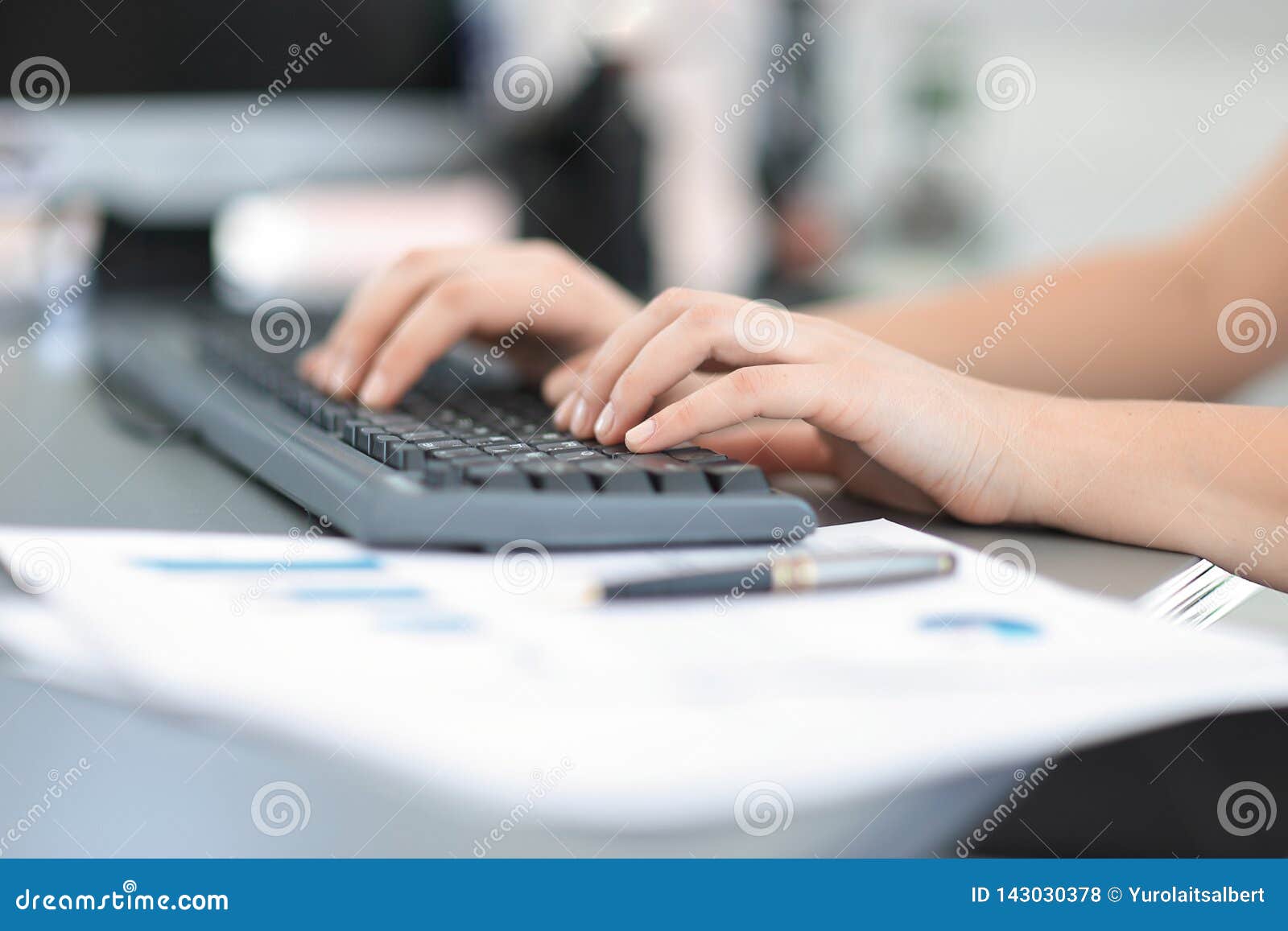 Closeup of a Female Hands Busy Typing on a Laptop Stock Photo - Image ...