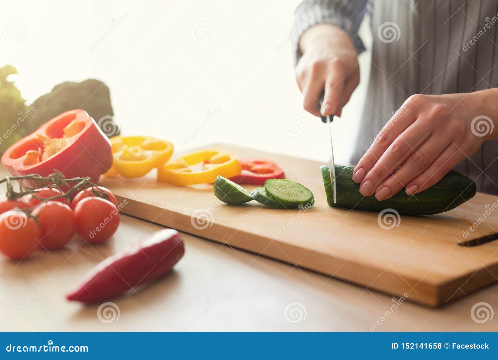 Closeup of Female Hands Cooking Vegetables Salad in Kitchen Stock Photo ...