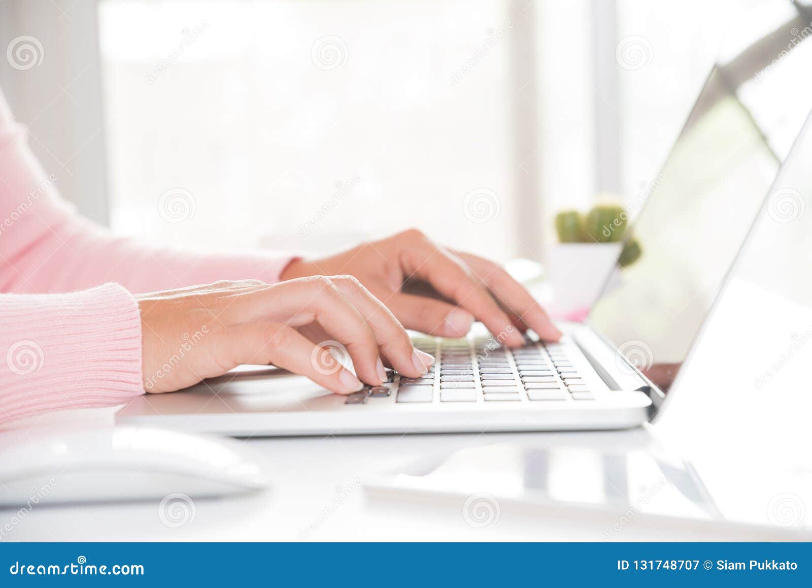 Closeup Female Hands Typing on Laptop Keyboard. Woman Working at Home ... Closeup Female Hands Typing on Laptop Keyboard. Woman Working at Home ...