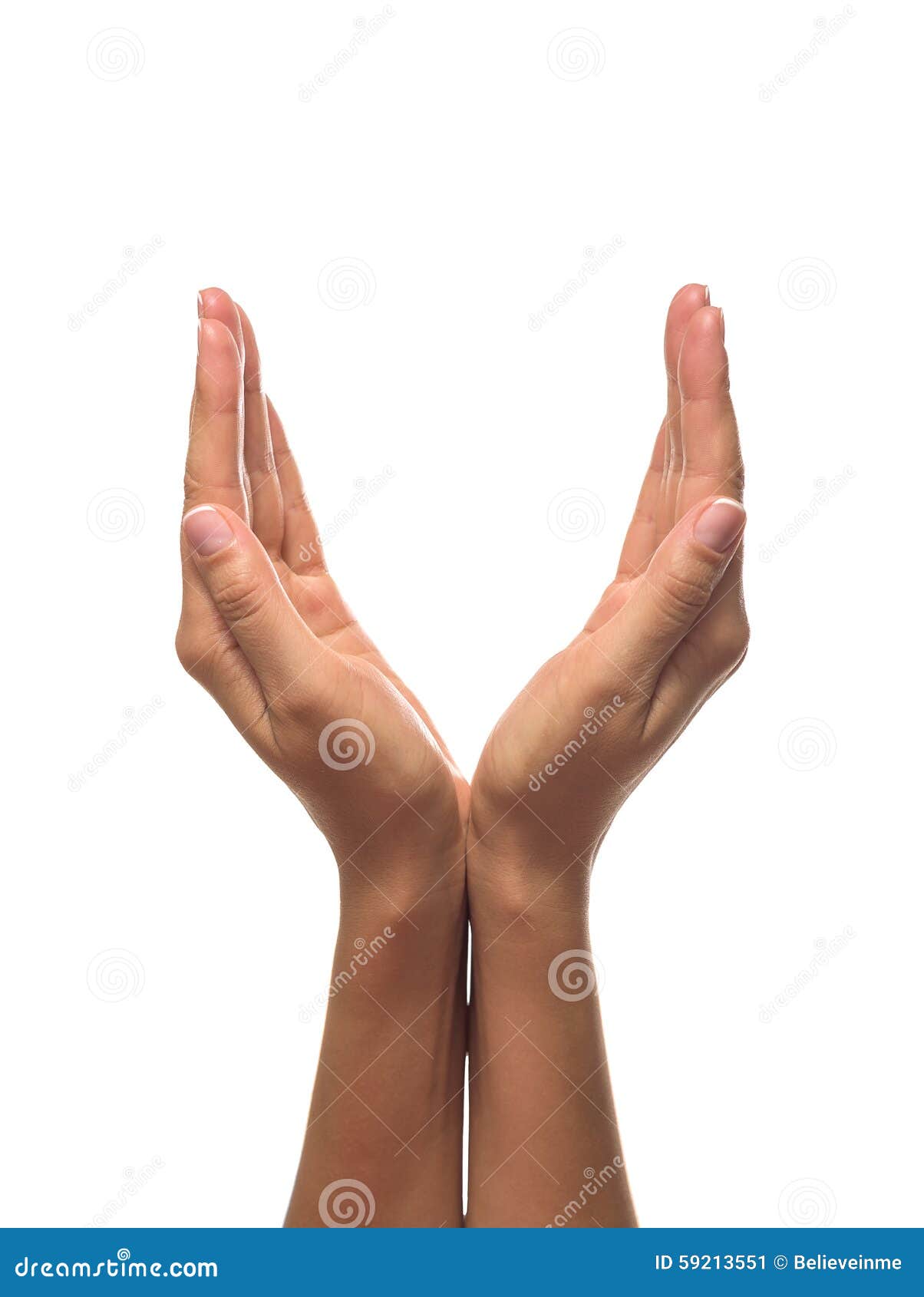 Closeup Female Opened Hands Stock Image - Image of cupped, hands: 59213551
