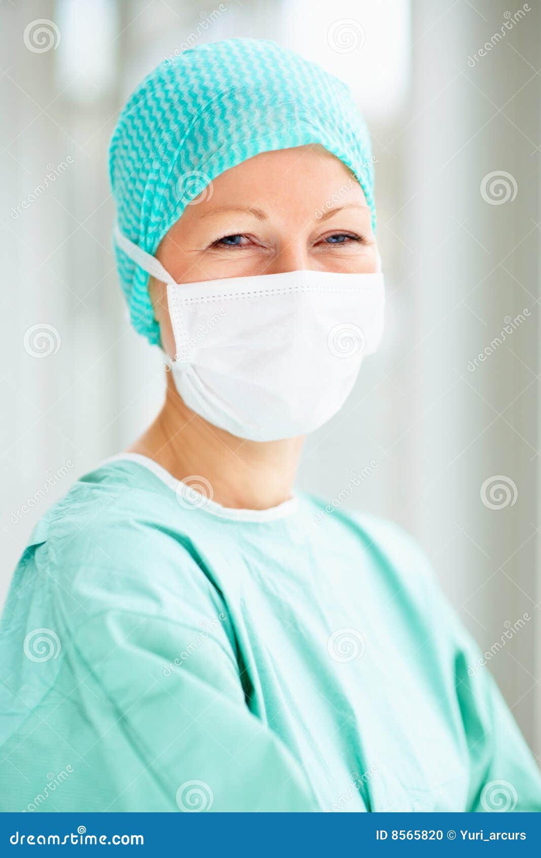 Closeup of a Female Surgeon Wearing a Face Mask Stock Photo - Image of ...