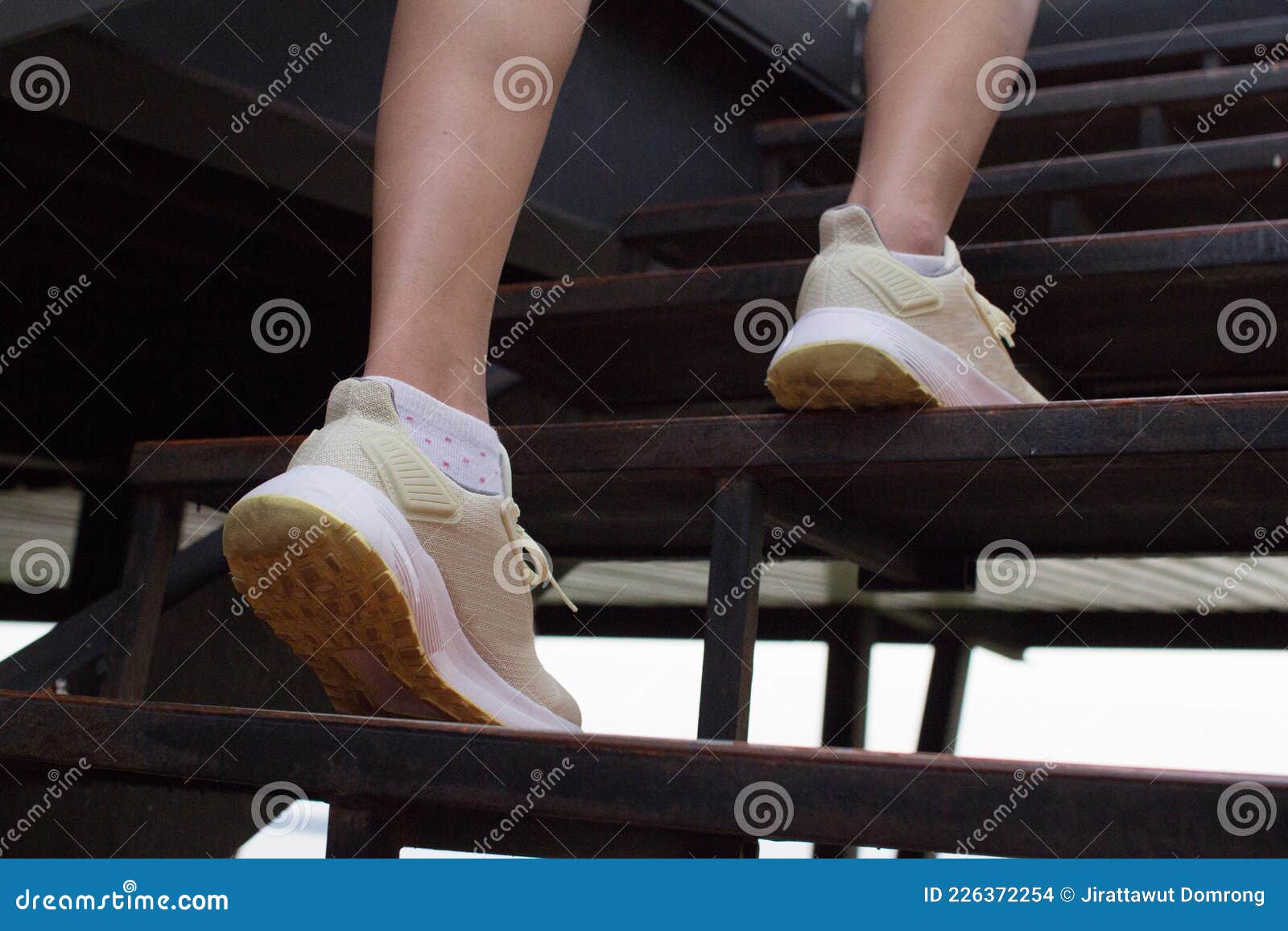 Closeup of Female Walk Up on Staircase. Step Walk Stock Photo - Image ...
