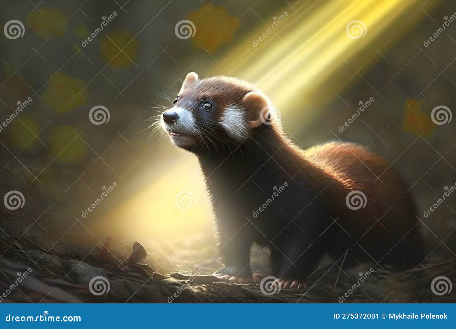 Closeup of the Ferret in the Nature. Ferret on the Hunt Stock Image ...
