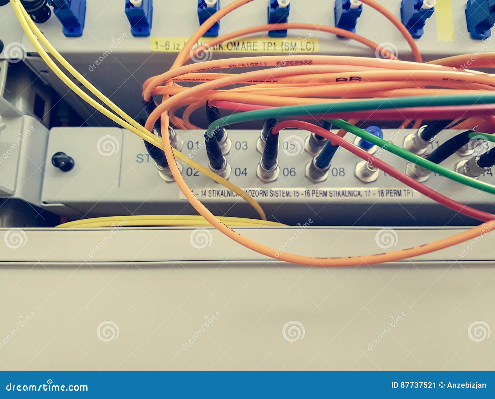 Closeup of Fiber Optic Cable Plugged into Switch. Stock Image - Image ...