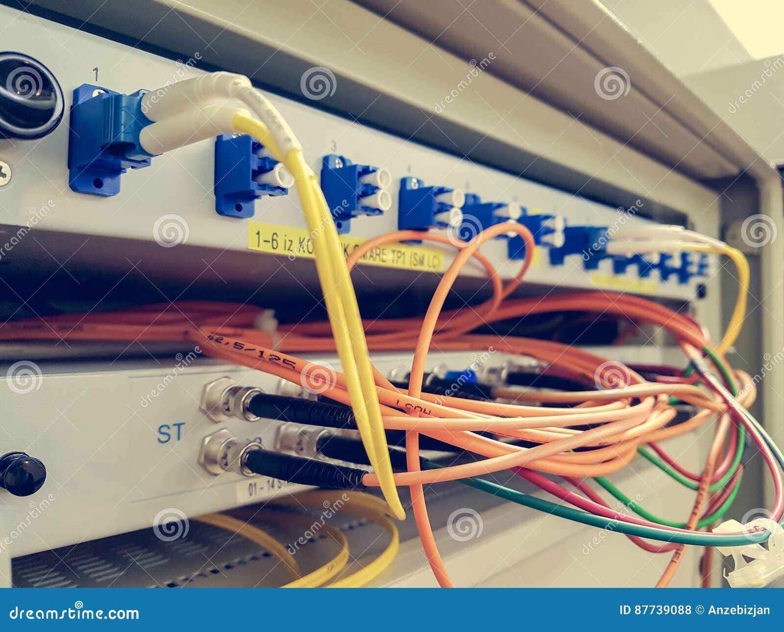 Closeup of Fiber Optic Cable Plugged into Switch. Stock Photo - Image ...