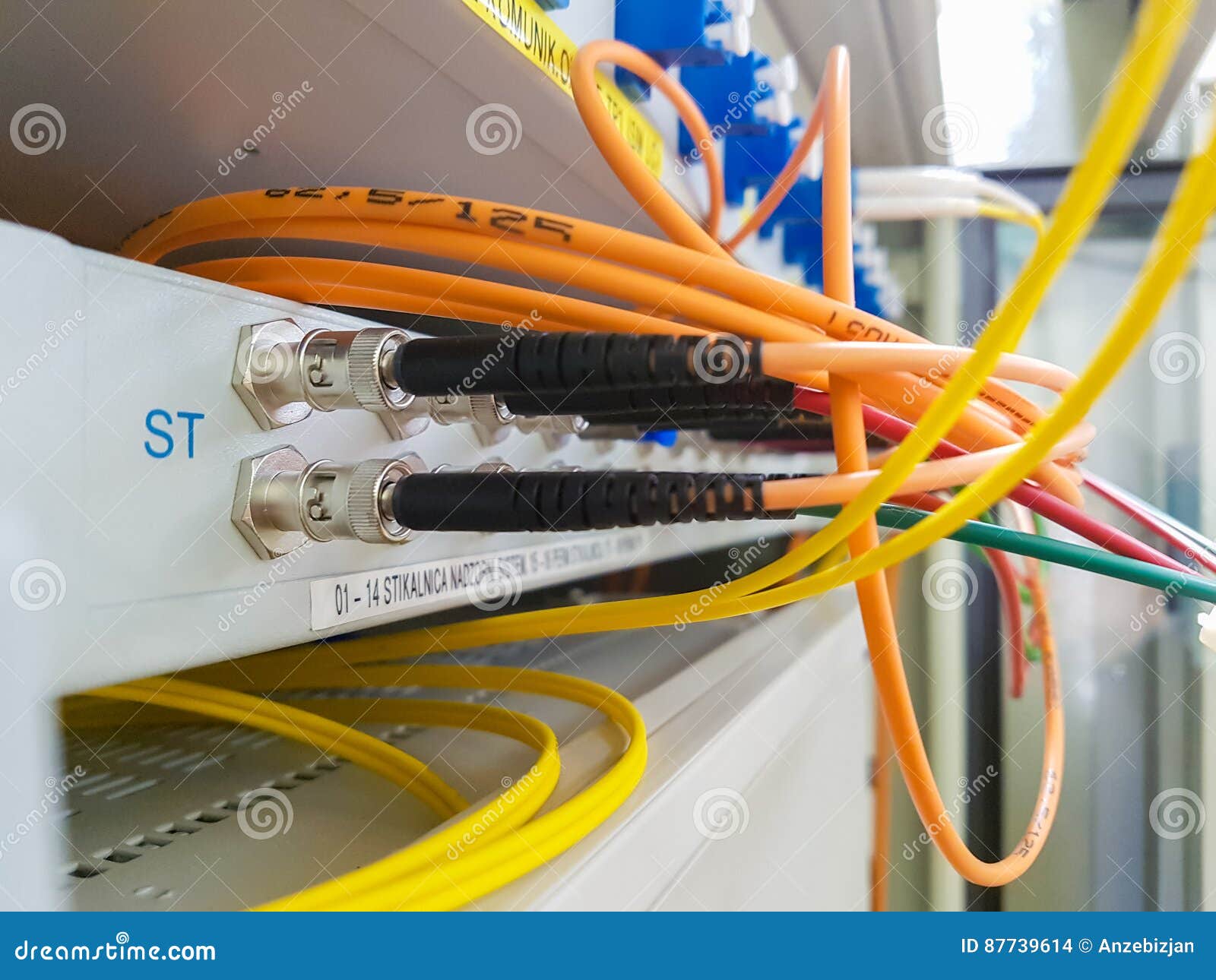 Closeup of Fiber Optic Cable Plugged into Switch. Stock Photo - Image ...