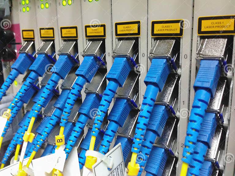Closeup of Fiber Optical Network Cables Patch Panel Stock Photo - Image ...