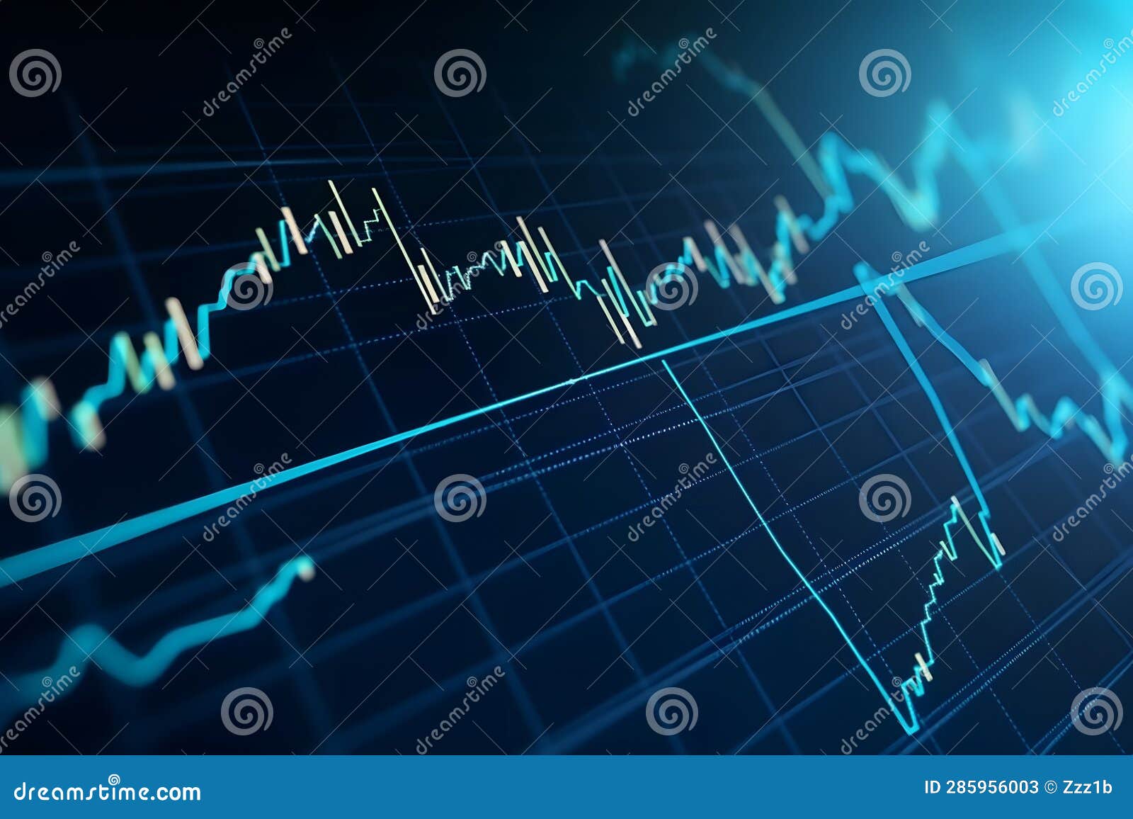 Closeup Of Financial Chart Display With Generic Volatile Asset ...