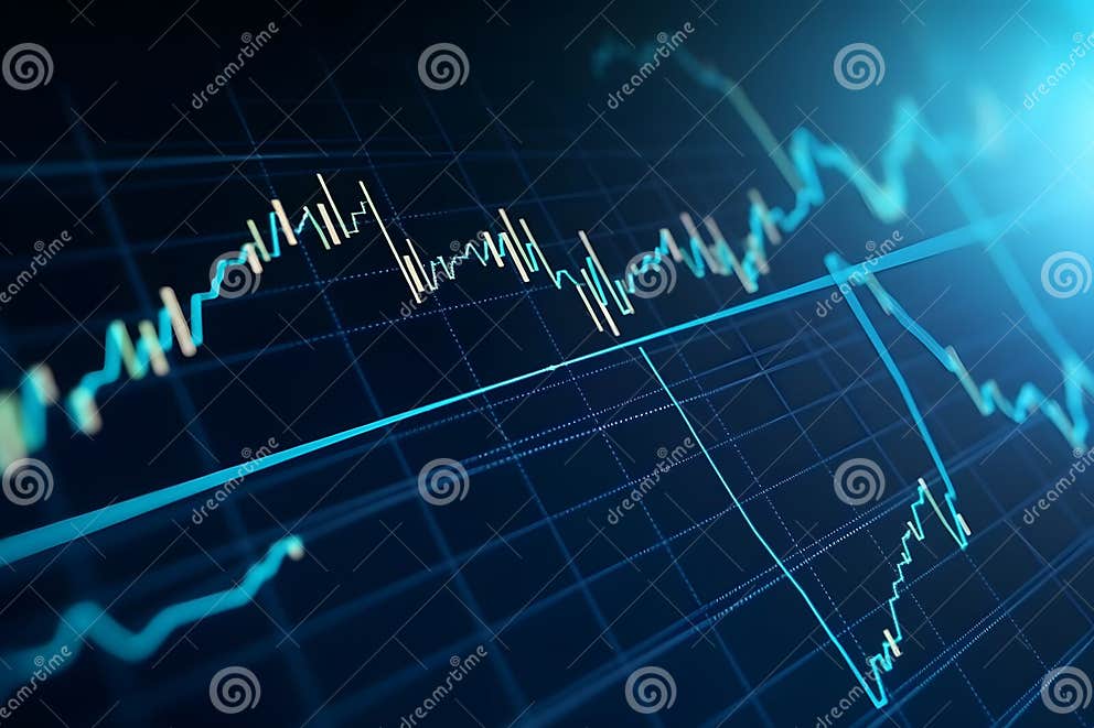 Closeup of Financial Chart Display with Generic Volatile Asset ...
