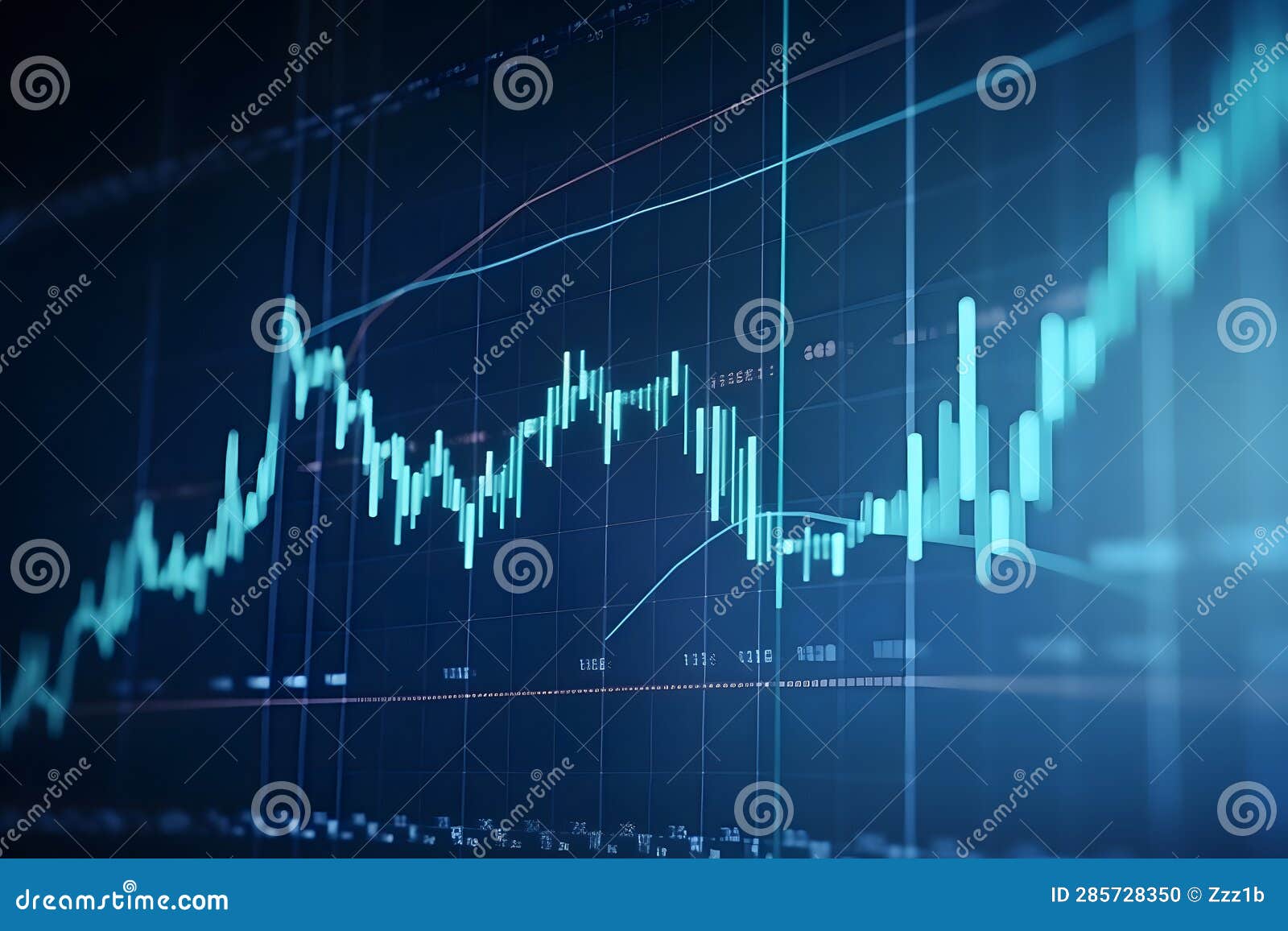 Closeup of Financial Chart Display with Generic Volatile Asset ...