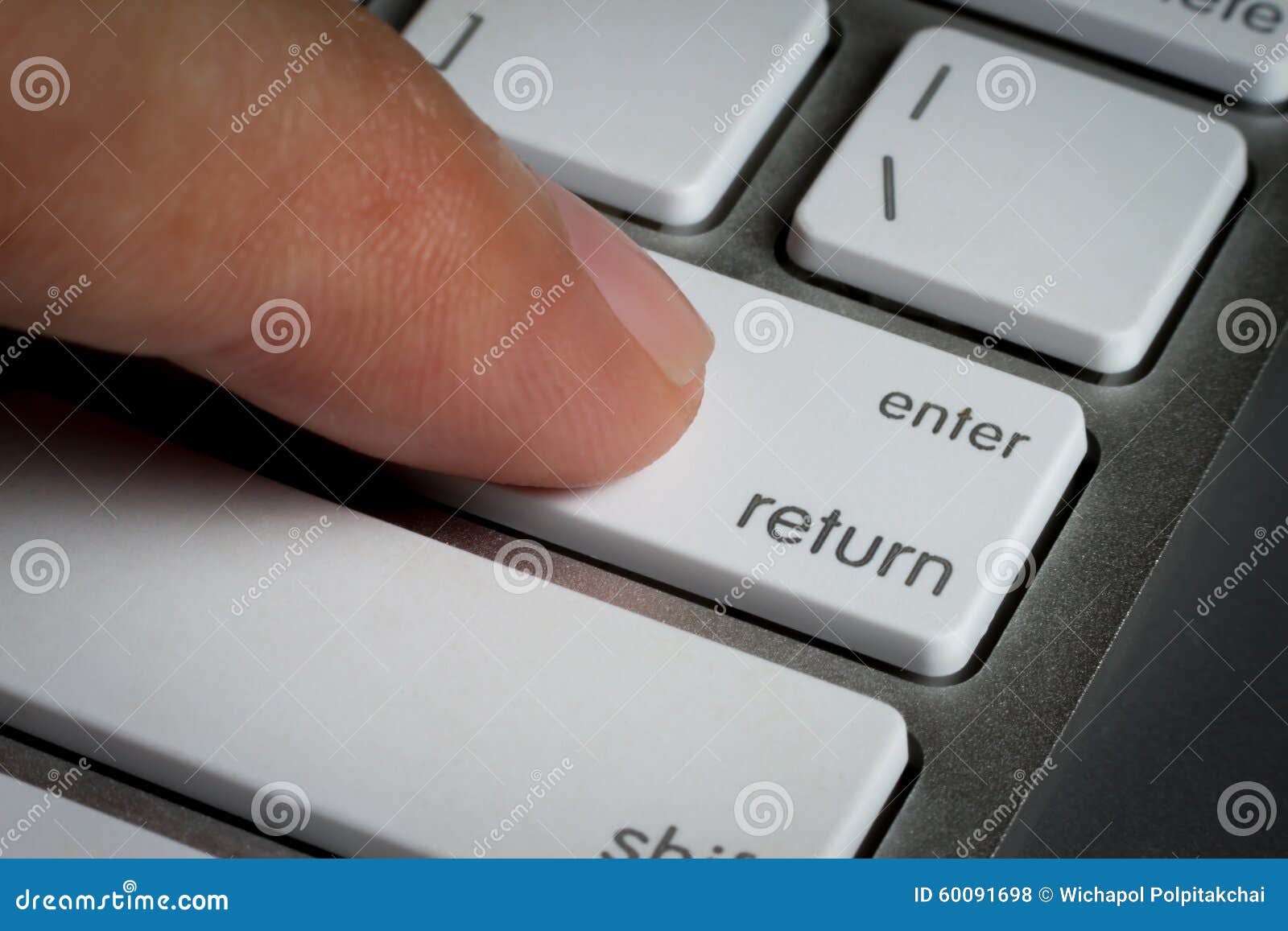 Closeup of Finger on Enter Key in a Keyboard. Stock Photo - Image of ...