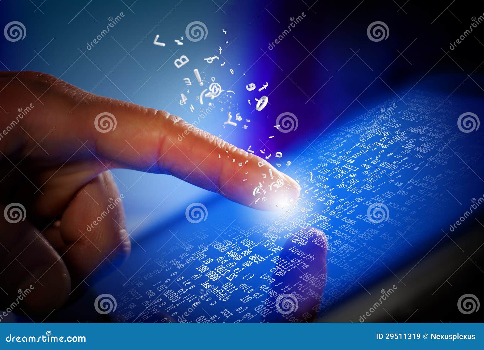 Closeup of Finger Touching Tablet-pc Screen Stock Image - Image of ...