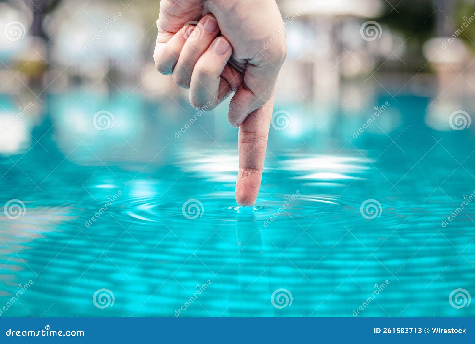 Closeup of the Finger Touching the Water Surface. Stock Image - Image ...