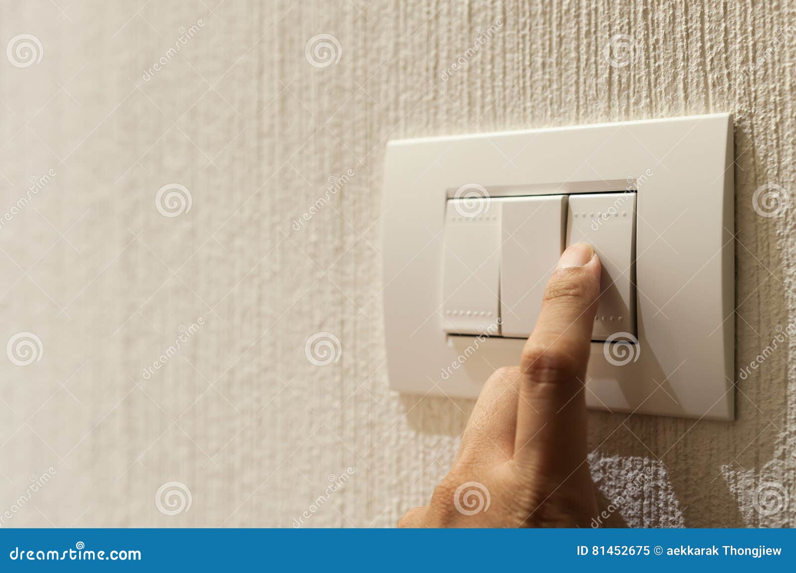 Closeup of a Finger is Turning on a Lighting Switch Stock Image - Image ...