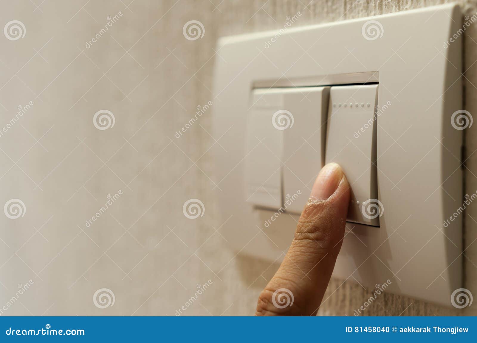 Closeup of a Finger is Turning on a Lighting Switch Stock Photo - Image ...