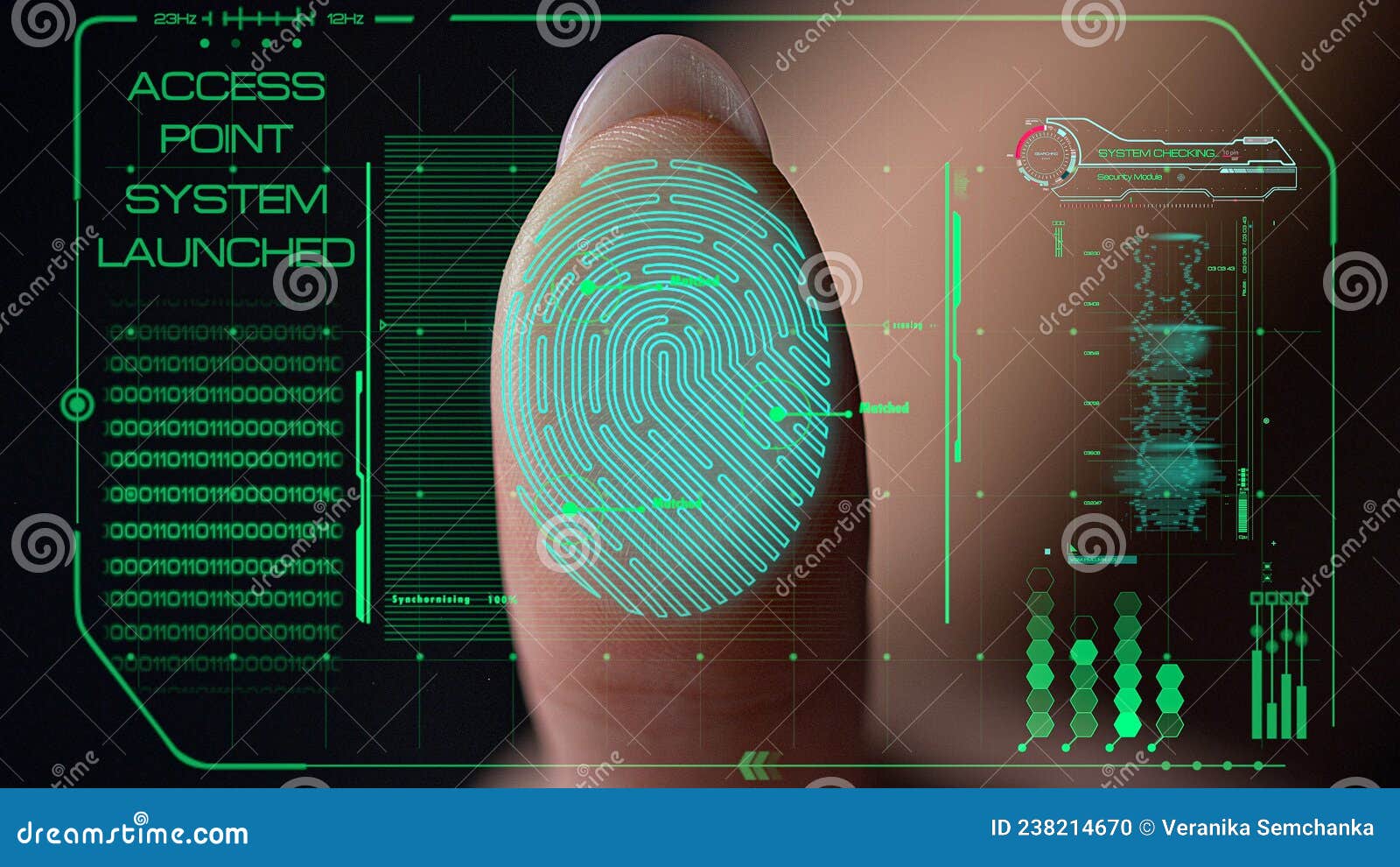 Closeup Fingerprint Futuristic Scanner Launching System Successful ...