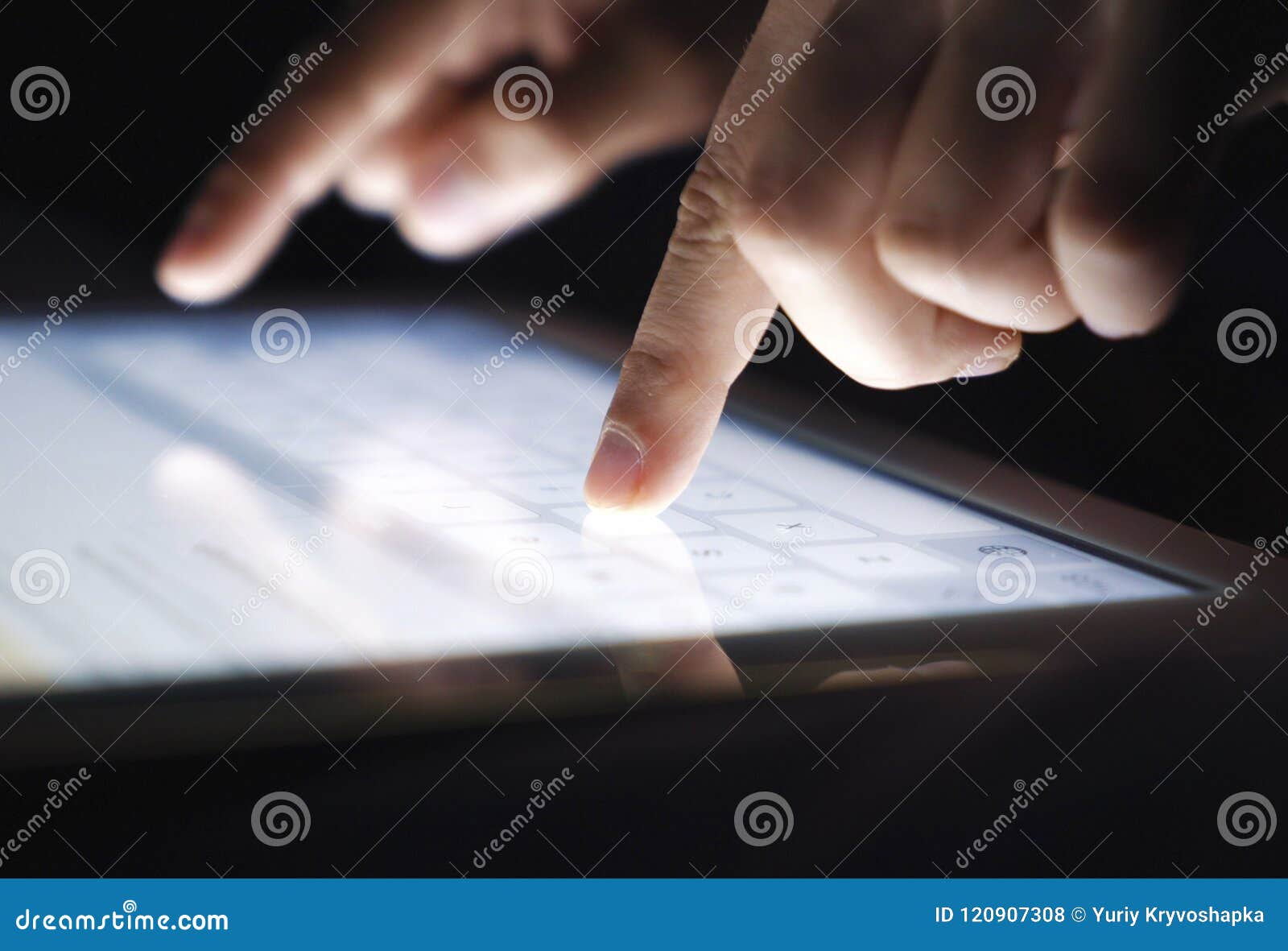 Closeup Fingers Typing Texting a Message on Tablet Stock Photo - Image ...