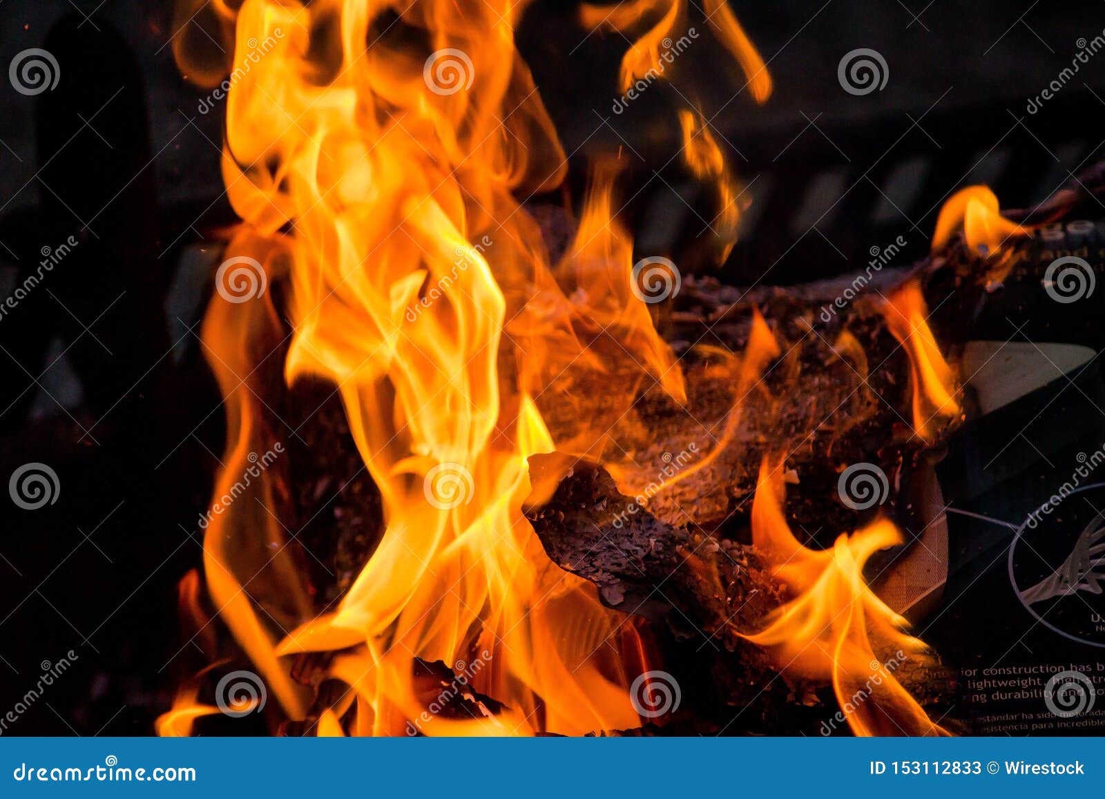 Closeup of a Fire with Blurred Dark Background Stock Image - Image of ...