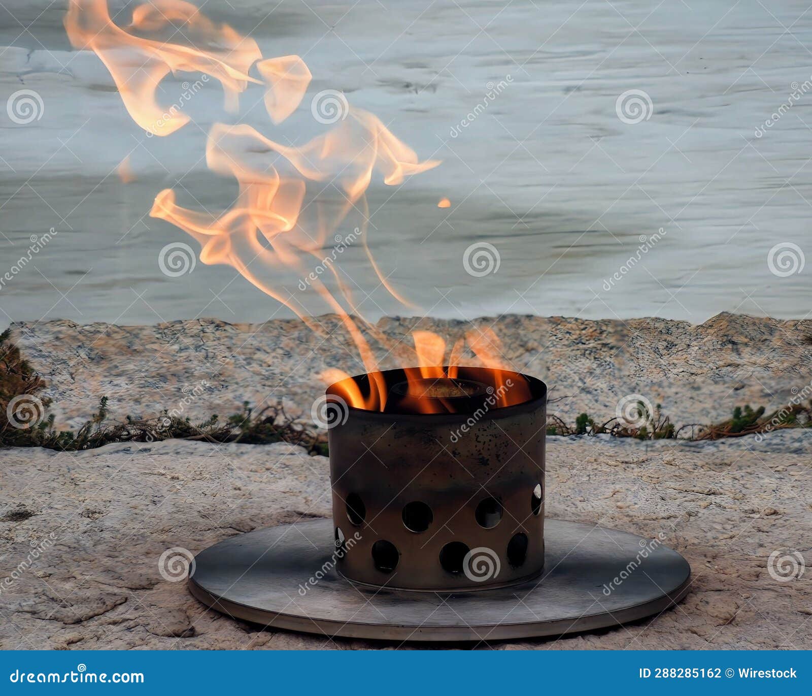 Closeup of Fire Burning in a Metallic Cauldron Stock Photo - Image of ...