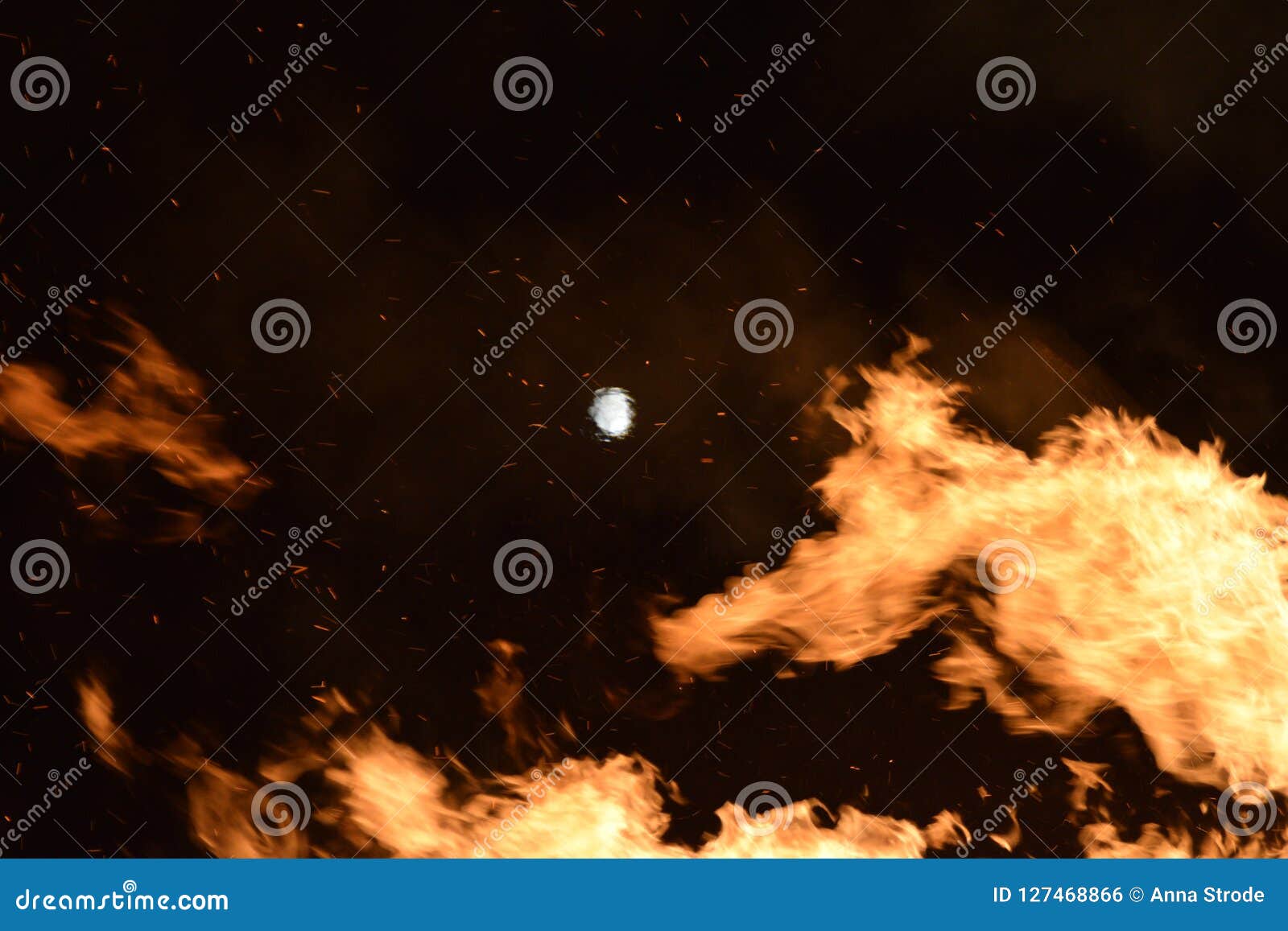 Closeup of a Fire and Moon. Stock Photo - Image of black, bonfire ...