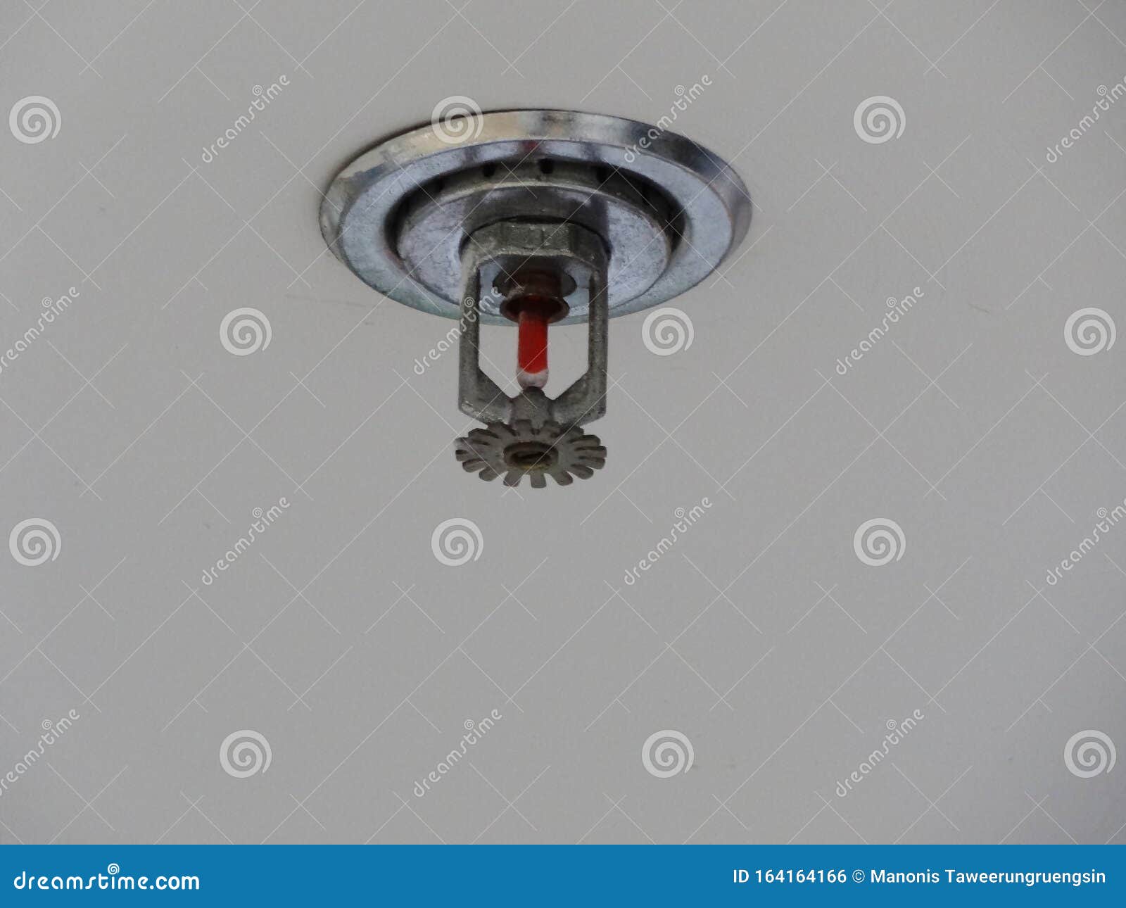 Closeup of Fire Sprinkler Install on White High Ceiling Stock Photo ...