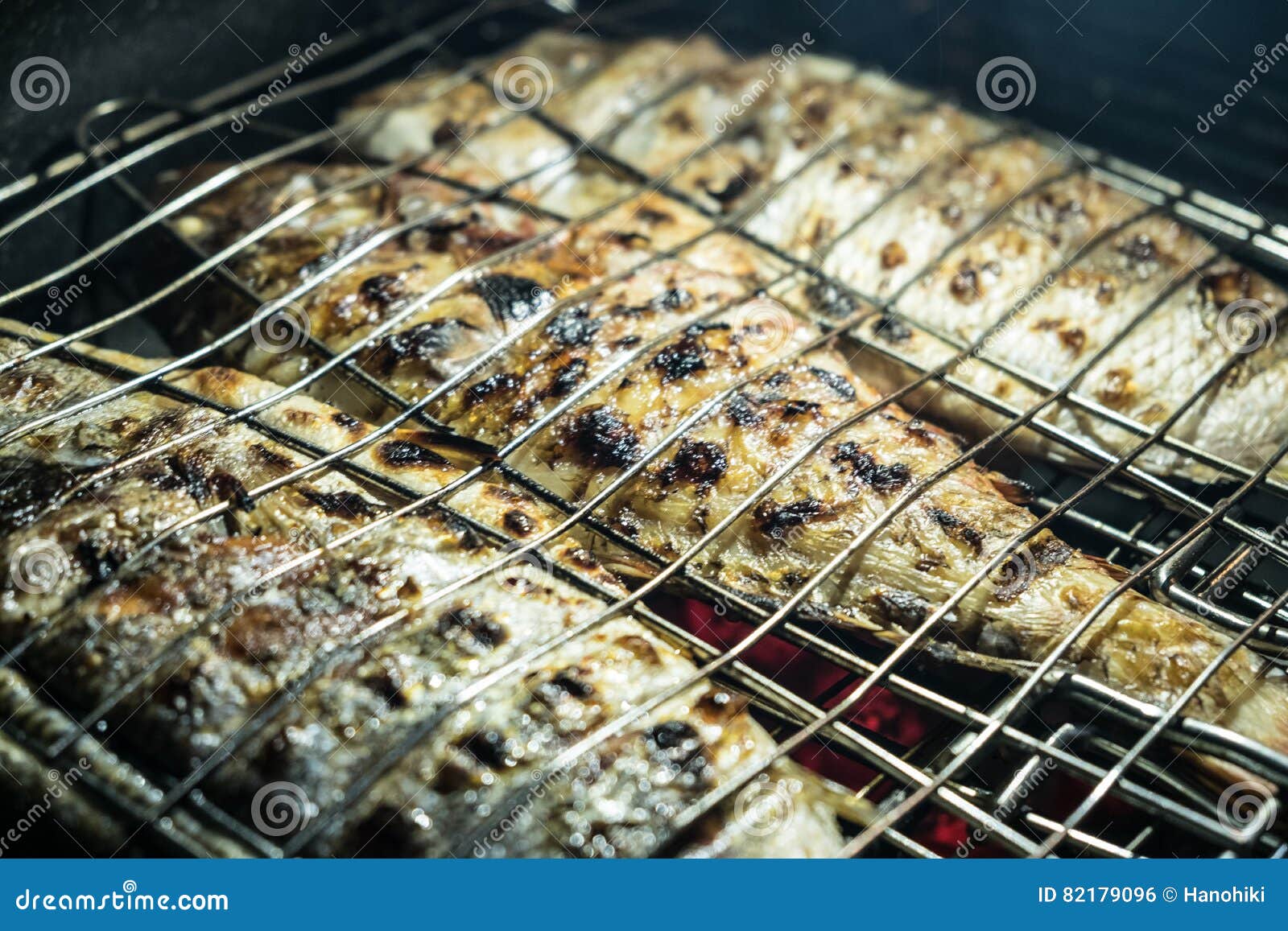 Closeup of Fish on Barbecue Grill Stock Photo - Image of cuisine, fire ...