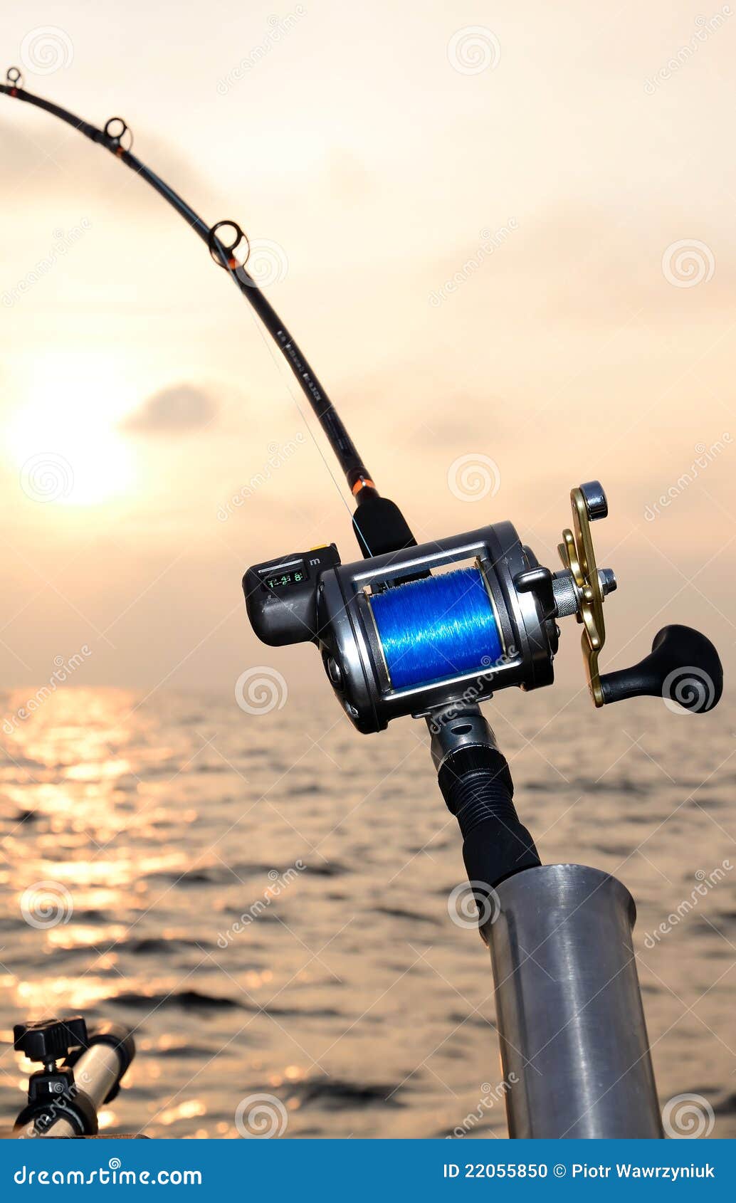 Closeup for Fishing-rod at Sunset Stock Photo - Image of salmon ...
