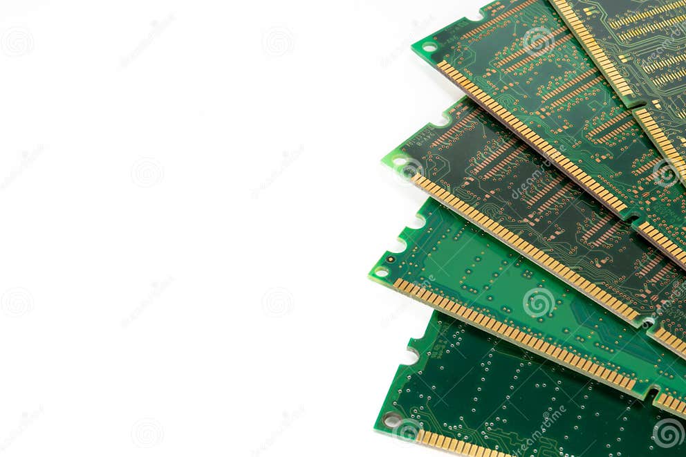 Closeup of Five Computer Memory Modules Stock Photo - Image of chip ...