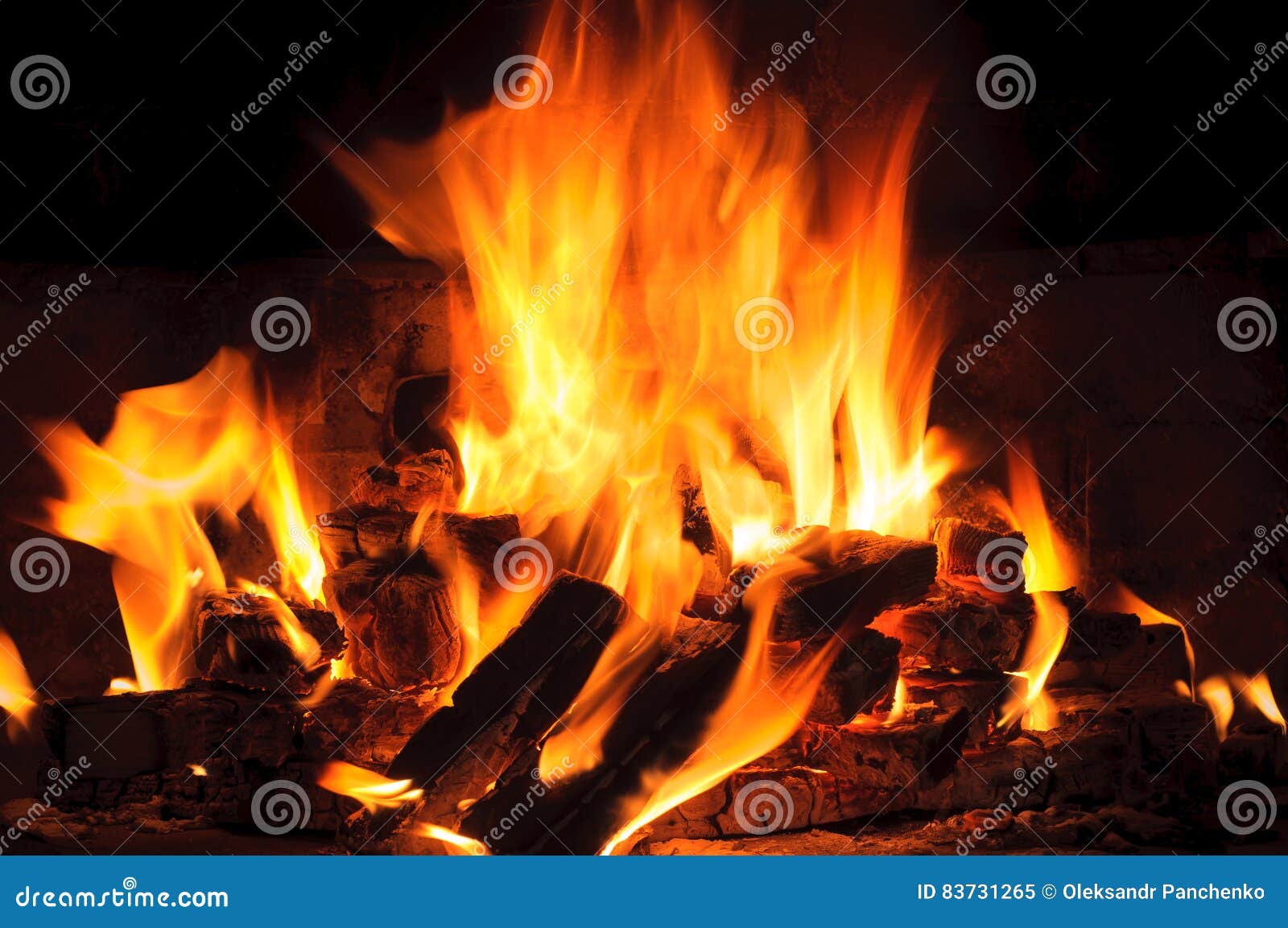 Closeup of Flame in a Fireplace, Flames and Burning Woods Stock Image ...
