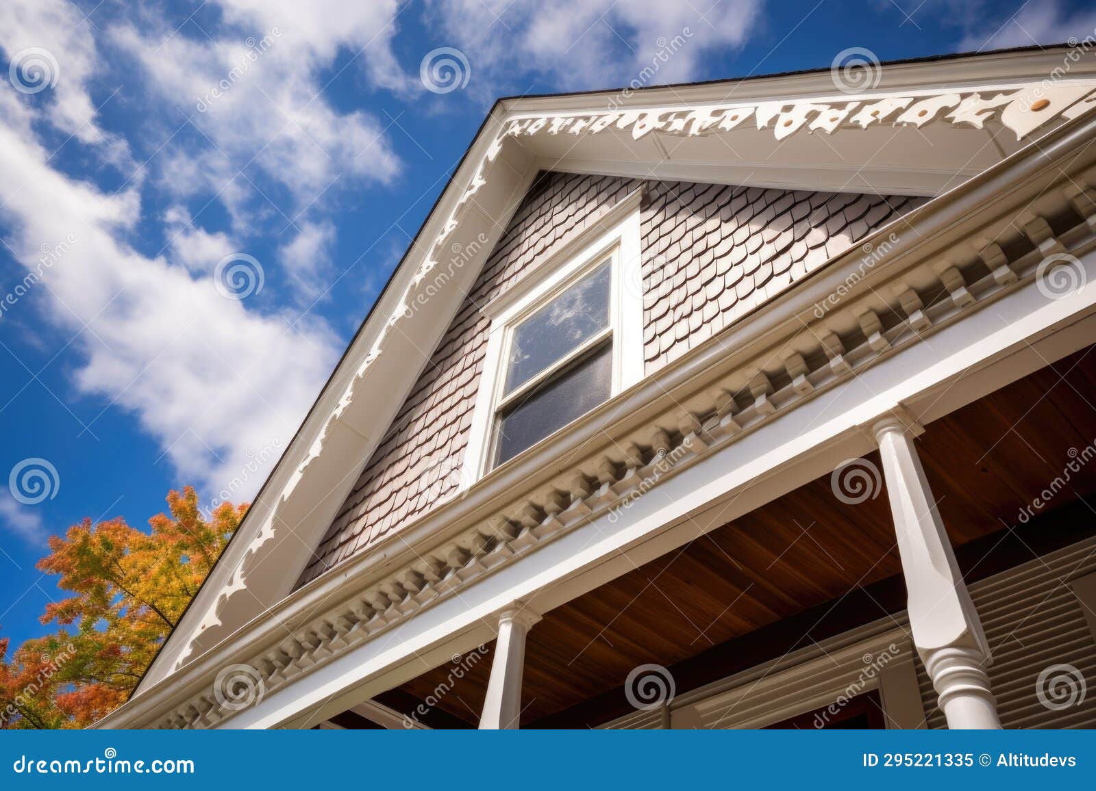 Closeup of Flared Eave Woodwork on a Dutch Colonial Stock Image - Image ...