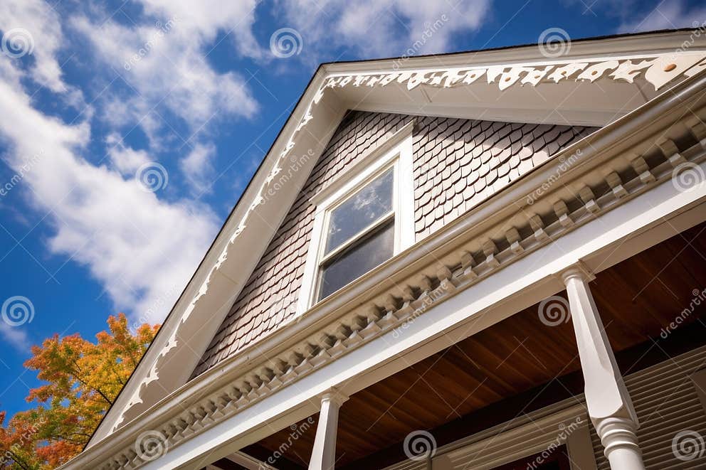 Closeup of Flared Eave Woodwork on a Dutch Colonial Stock Image - Image ...