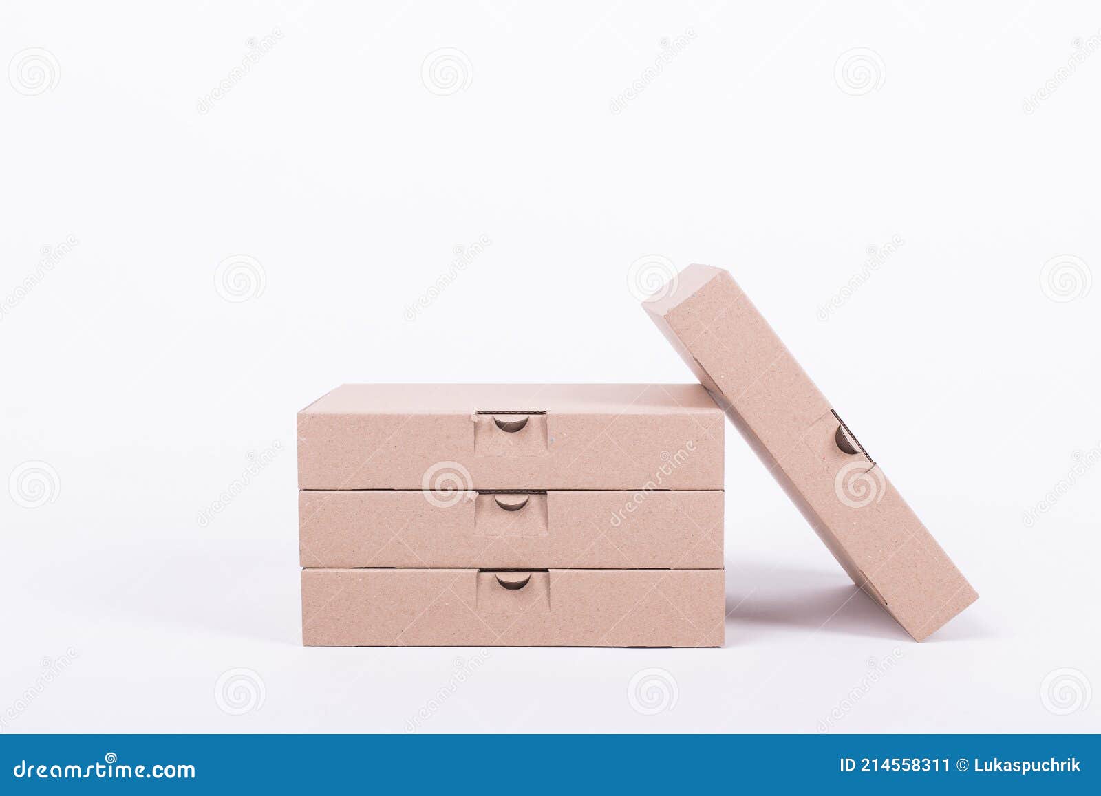Closeup of Flat Cardboard Boxes Isolated on White Stock Image - Image ...