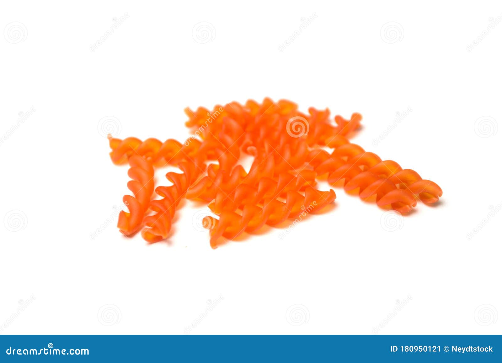 Flavored Pasta with Coral Lentils on White Background Stock Image ...
