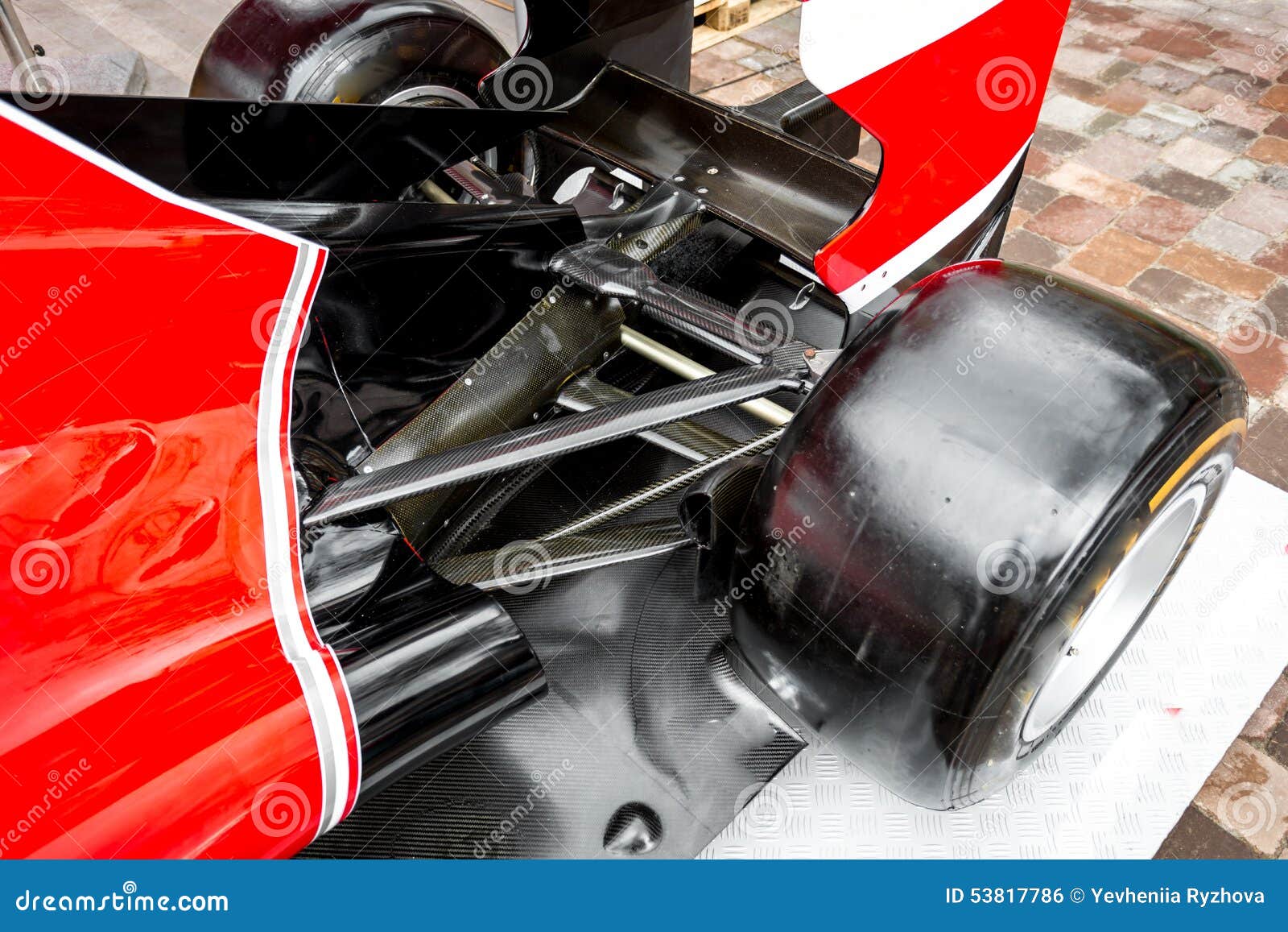 Closeup of Formula One Wheel on Red Car Stock Photo - Image of outdoor ...