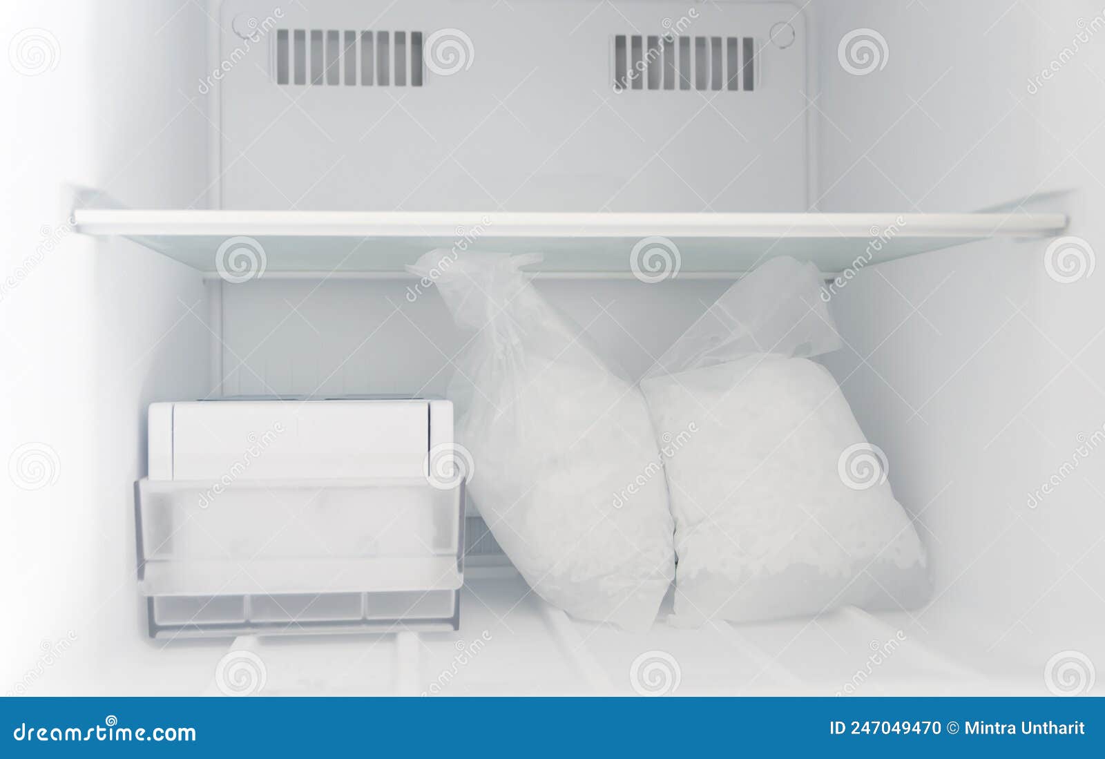 Closeup Freezer with Ice Compartment Packed Inside Stock Photo - Image ...