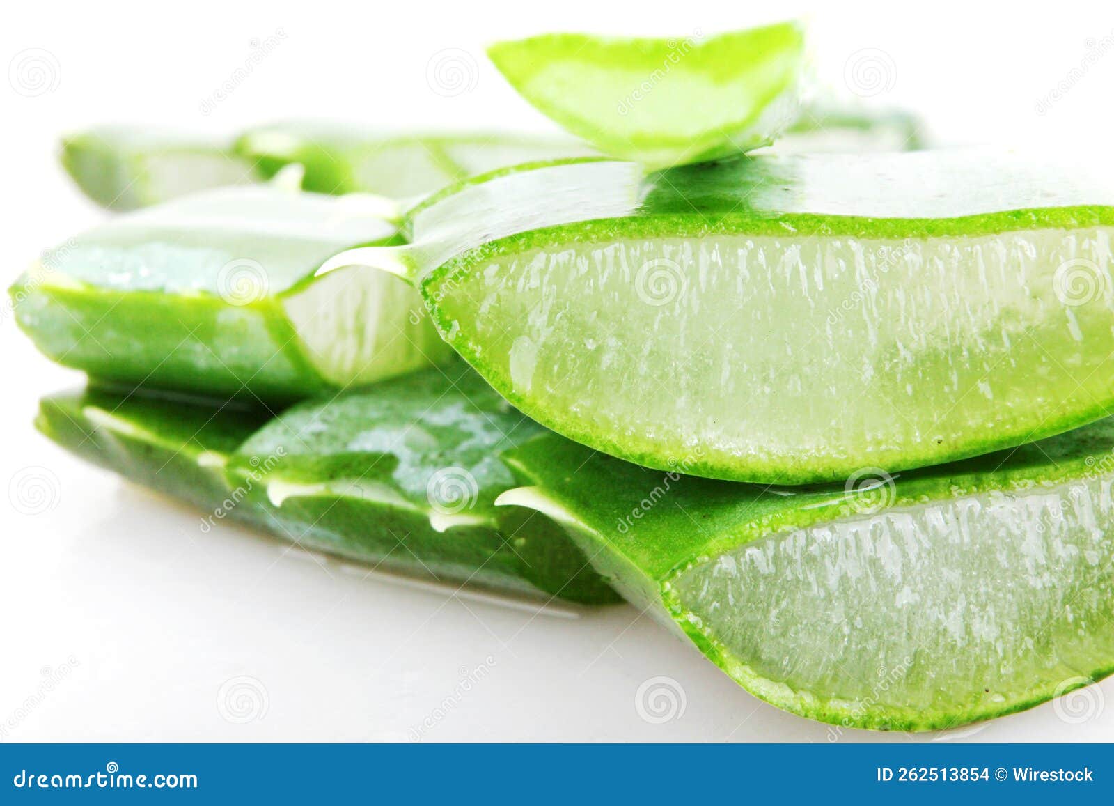 Closeup of Fresh Aloe Vera Cut Pieces on White Background Stock Photo ...