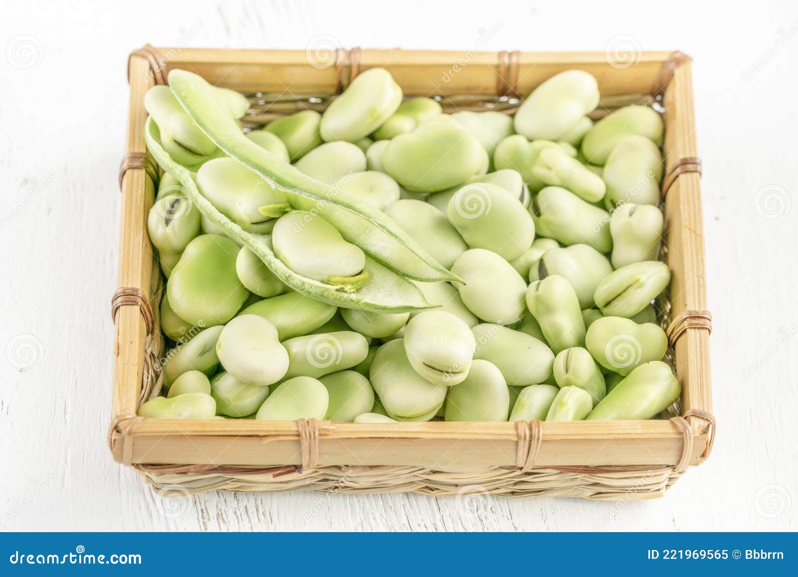 Closeup Fresh Broad Bean Seeds on a Wooden Table Stock Image - Image of ...