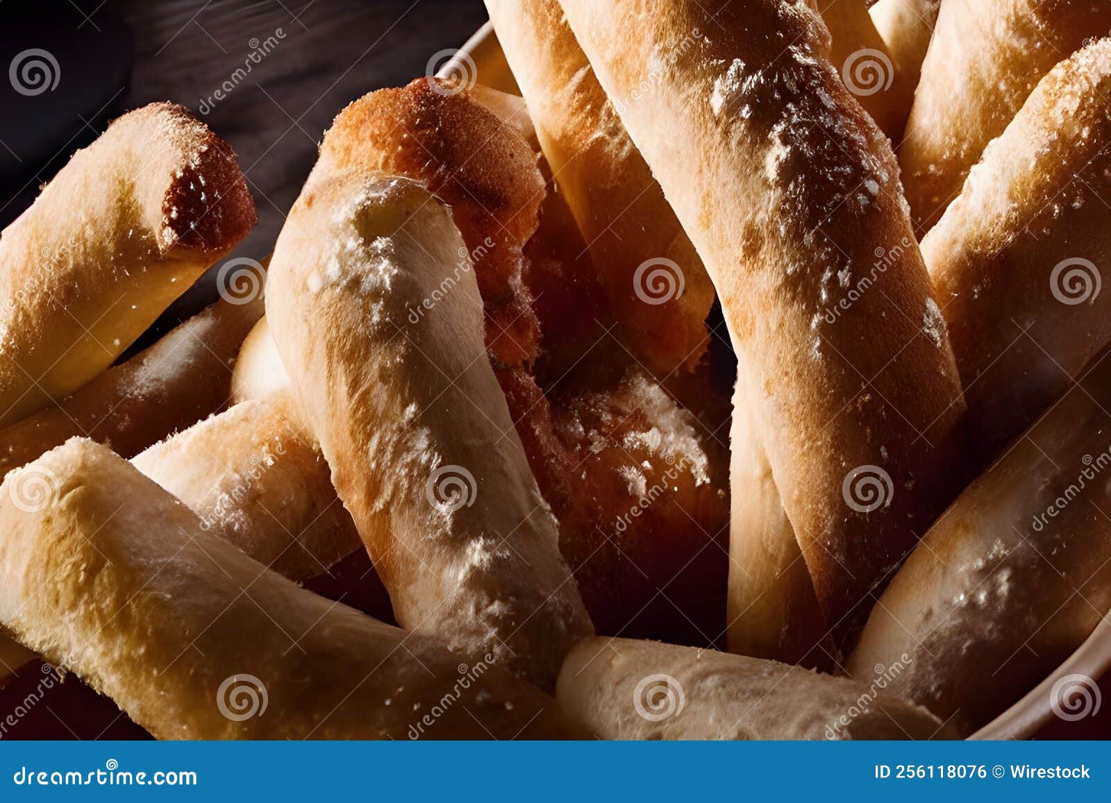 Closeup of Fresh Crispy Breadsticks in a Basket Stock Photo - Image of ...
