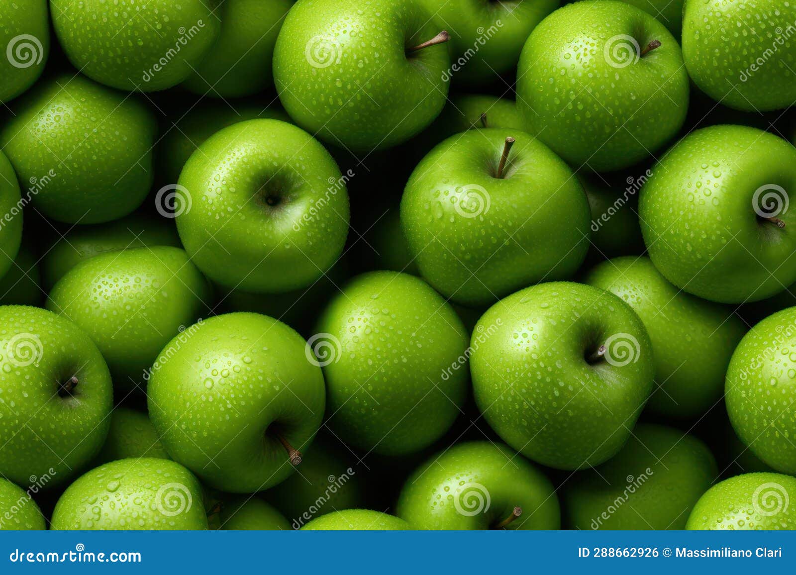 Closeup of Fresh Green Apple, Top View, Seamless Pattern. Generative Ai ...