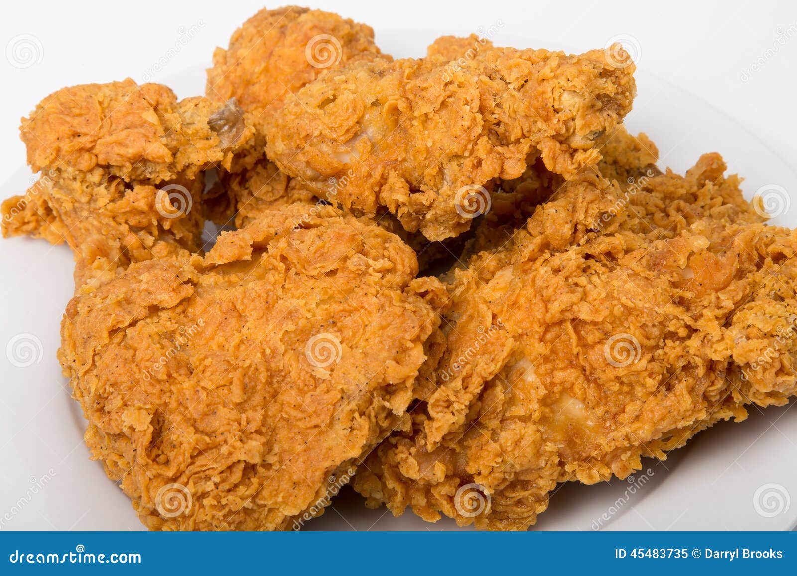 Closeup of Fried Chicken on White Plate Stock Image - Image of plate ...