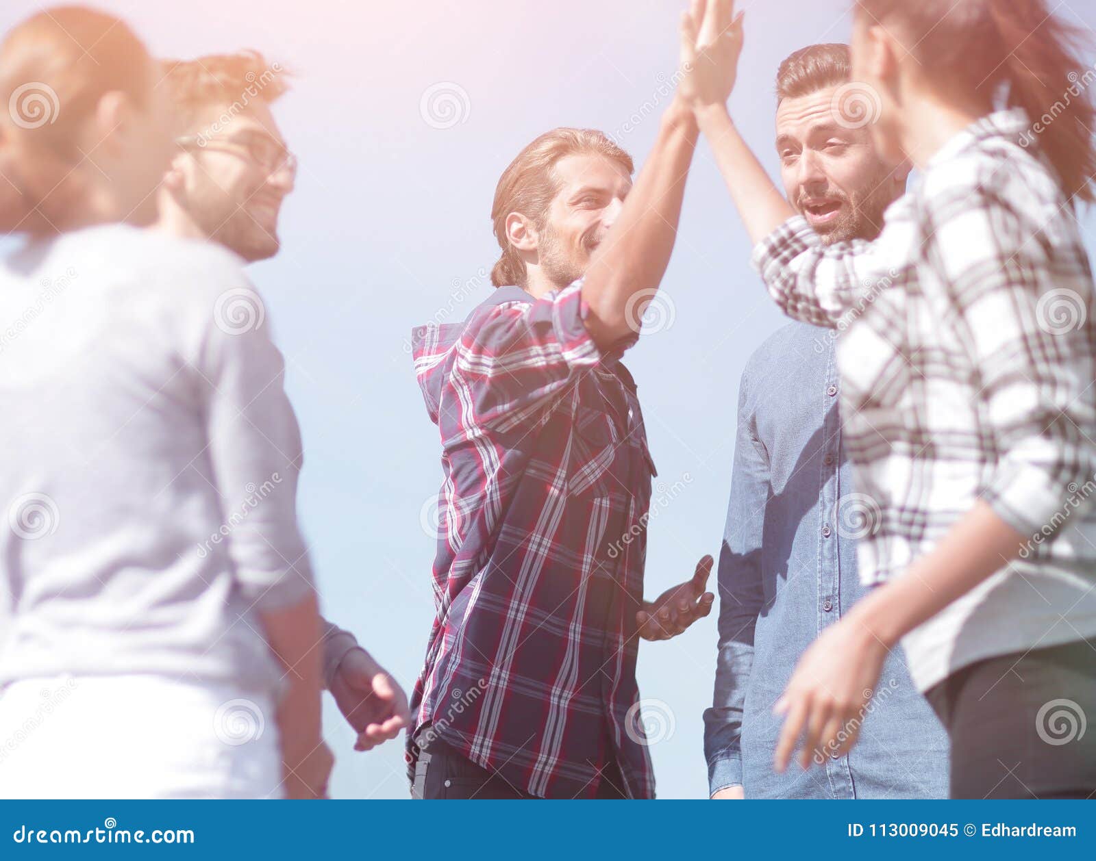 Friends Greet Each Other, Giving a High Five. Stock Image - Image of ...