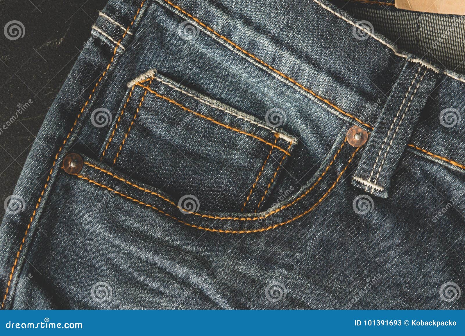 Closeup of a Front Blue Jeans Texture. Stock Image - Image of pocket ...