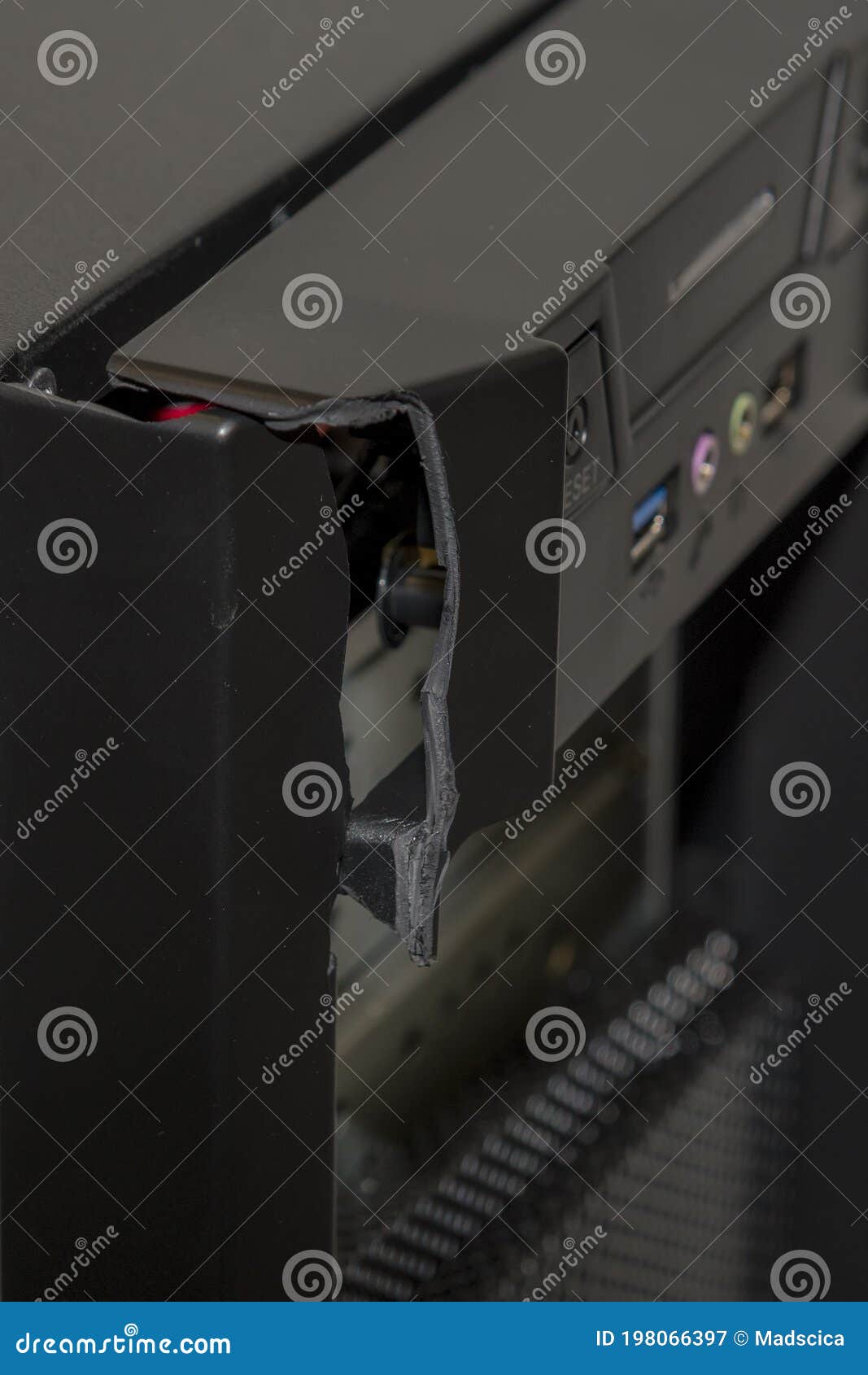 A Closeup of the Front of a Broken Computer. Stock Image - Image of ...