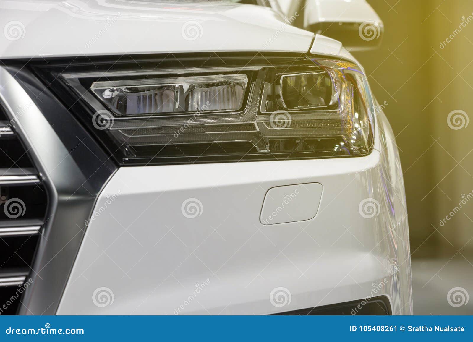 The Closeup Front Headlight Car Stock Image - Image of light ...