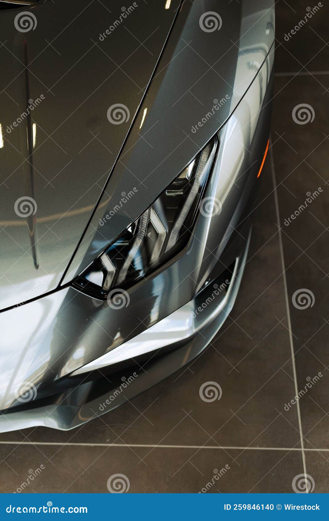 Closeup of the Front Headlights of a Grey Lamborghini Editorial Image ...