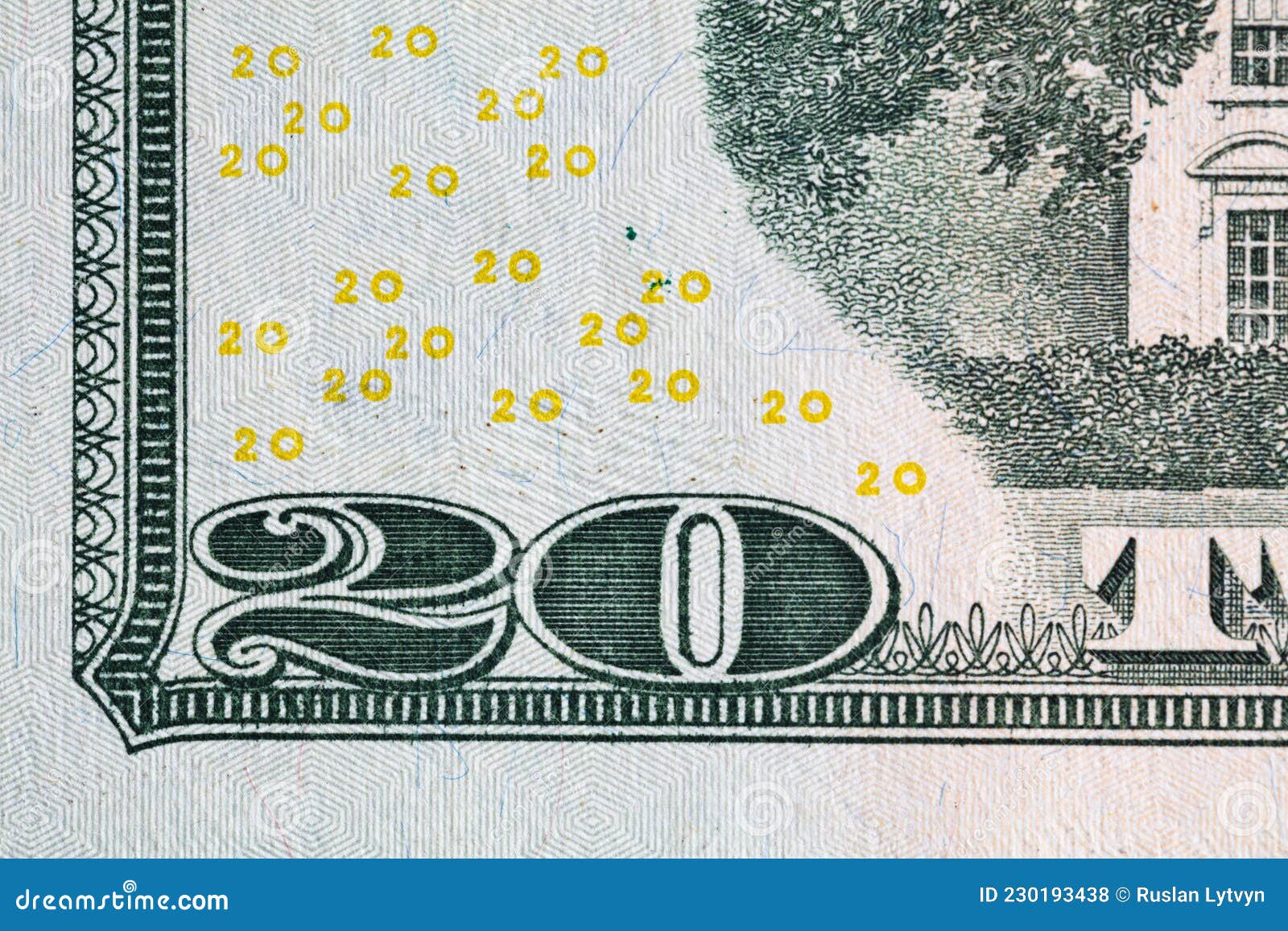 Closeup of Front Side of 20 Dollar Stock Photo - Image of investment ...